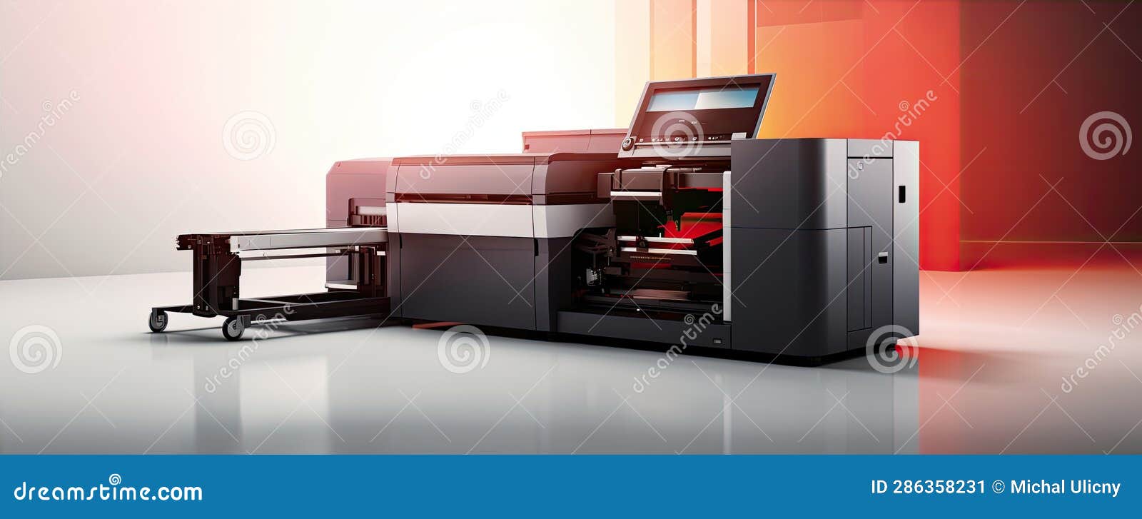 Large Printers In A Factory. Printing Industry Machines. Plotter For ...