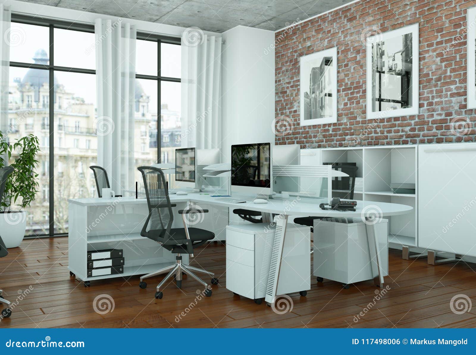 Modern Large Office Interior Design 3d Rendering Editorial Photo ...