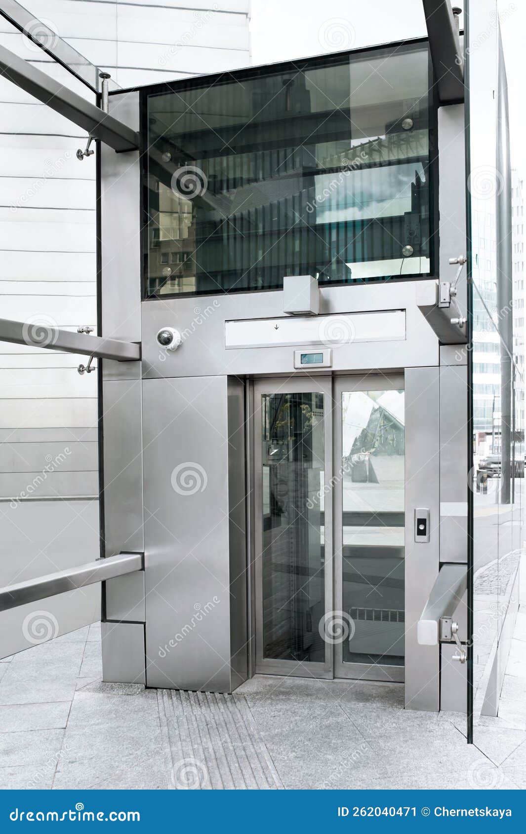 Modern Large and Silver Inclusive Elevator on Street Stock Image ...