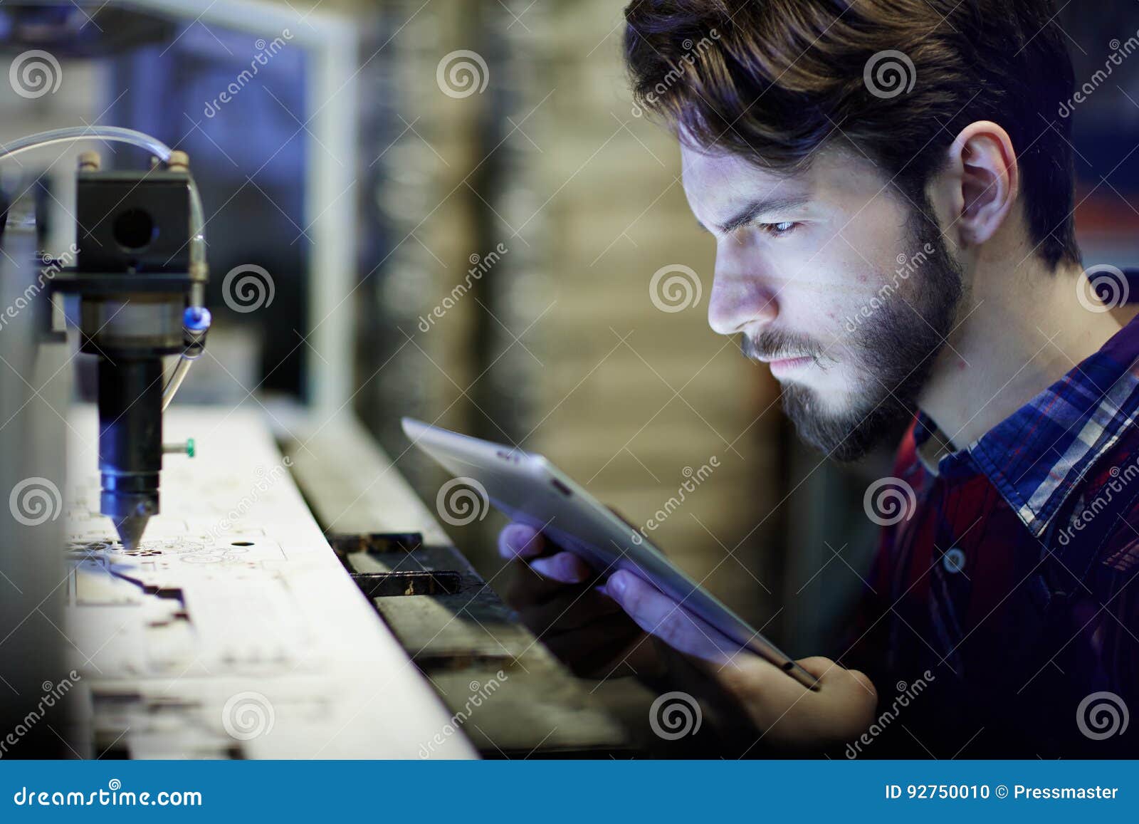 Modern Laser Cutting Machine in Factory Stock Photo - Image of industry ...