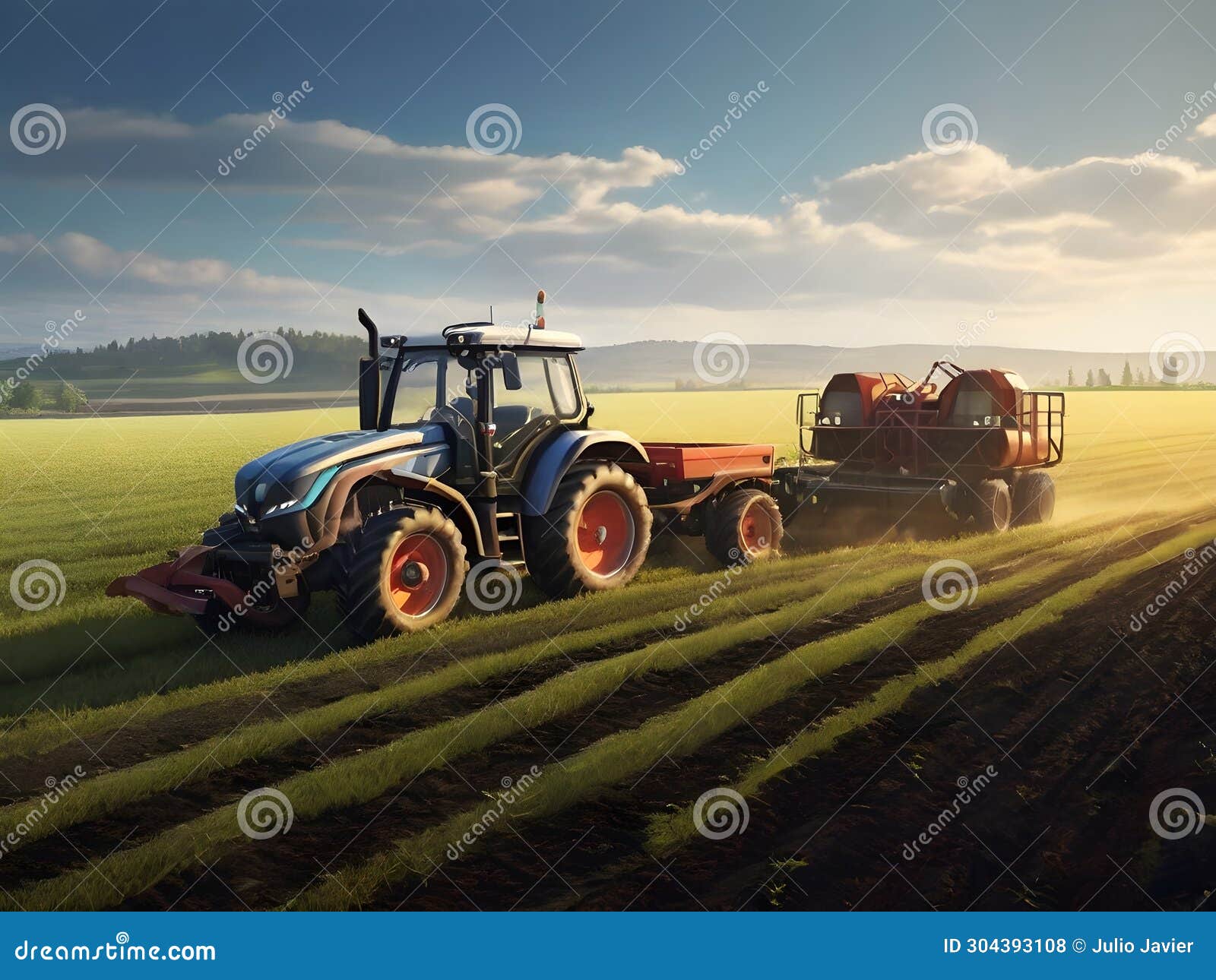 Modern and Latest Tractor on the Field Stock Illustration ...