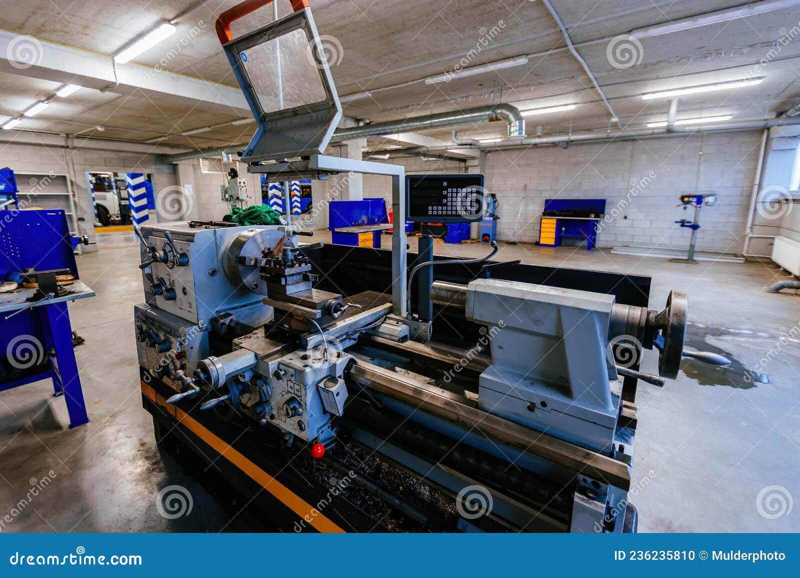 Modern Lathe with CNC in the Metalworking Workshop Stock Photo - Image ...