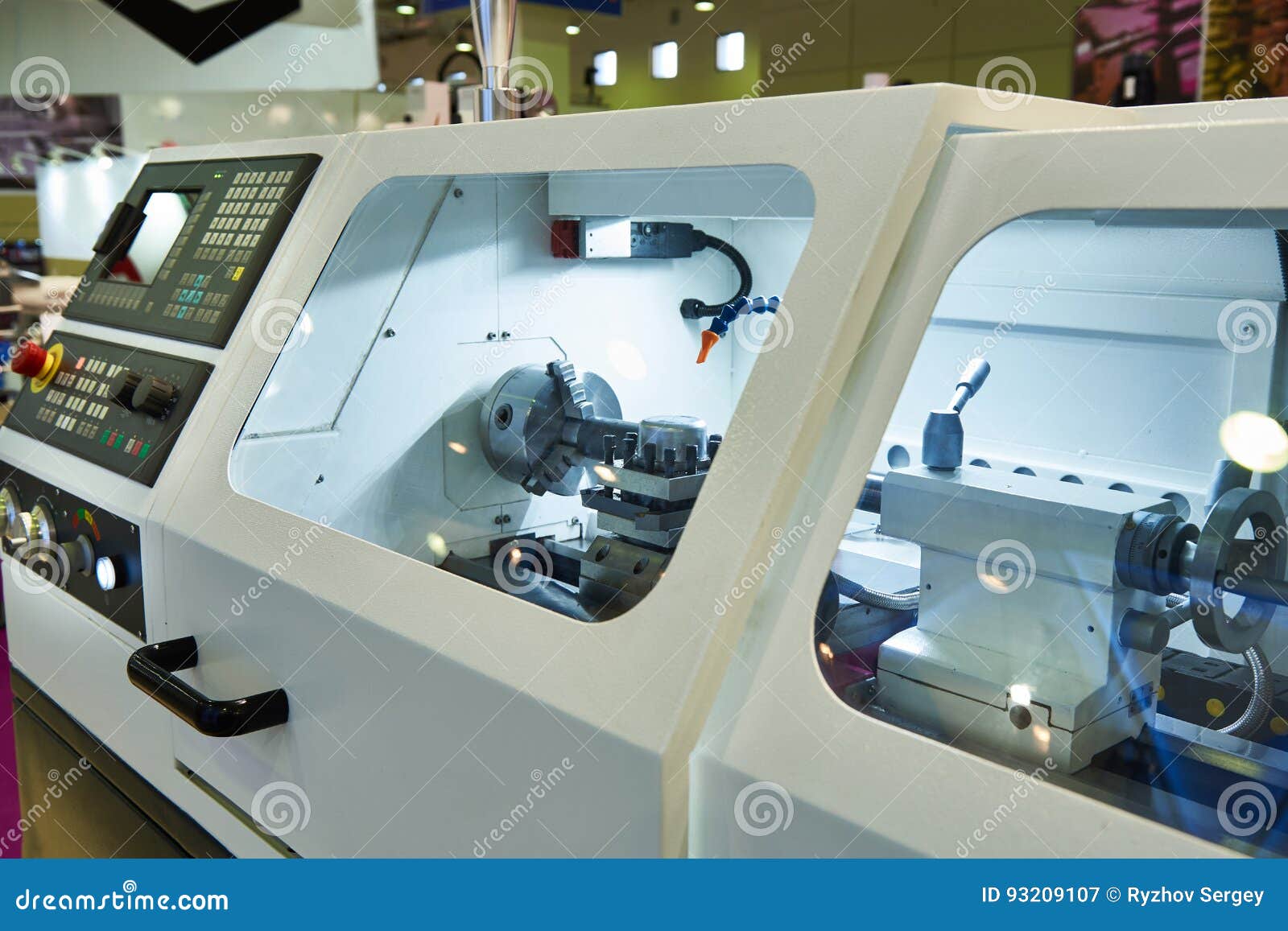 Modern lathe with CNC stock image. Image of cutter, lathe - 93209107