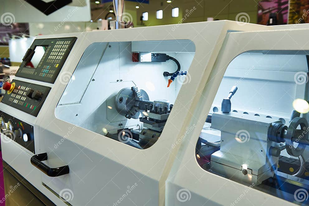 Modern lathe with CNC stock image. Image of cutter, lathe - 93209107