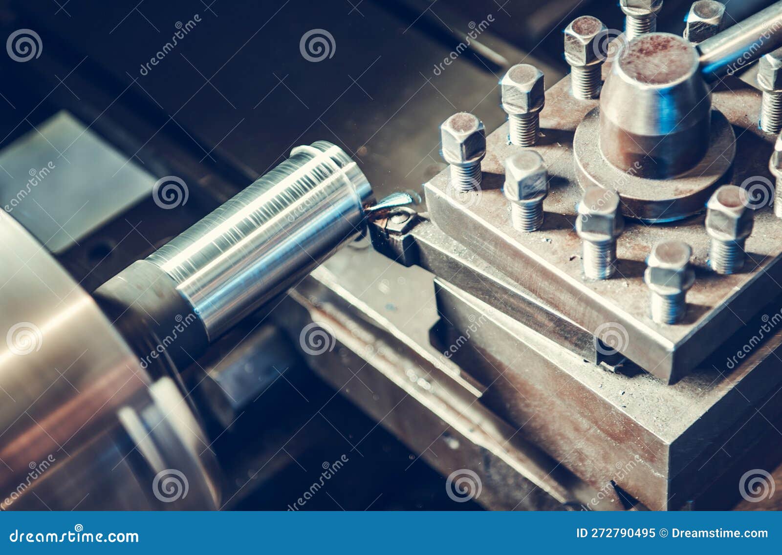 Modern Lathe Machine Metal Processing Close Up Stock Image - Image of ...