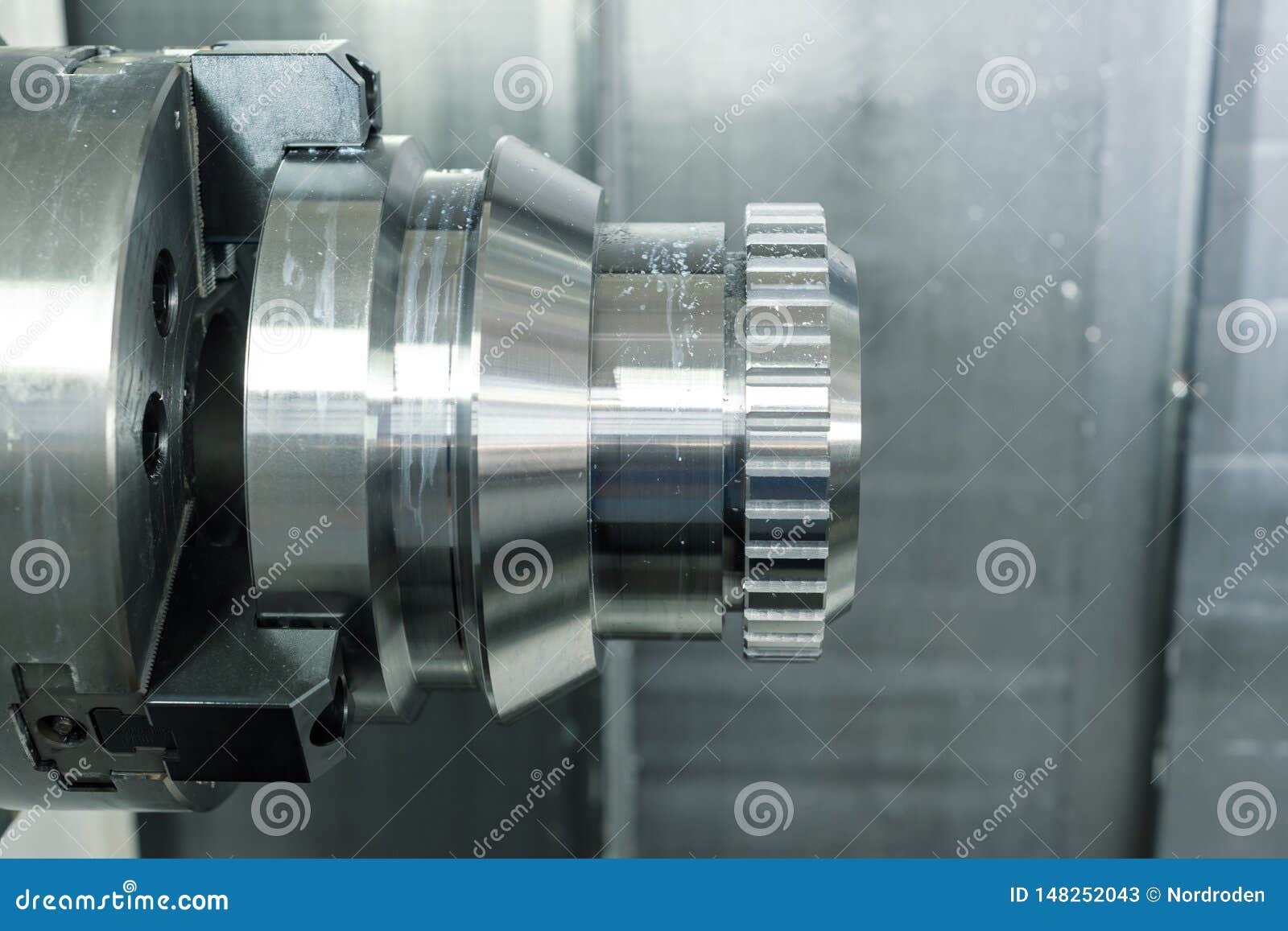 Modern Lathe Metalworking CNC Machine. Stock Image - Image of metal ...