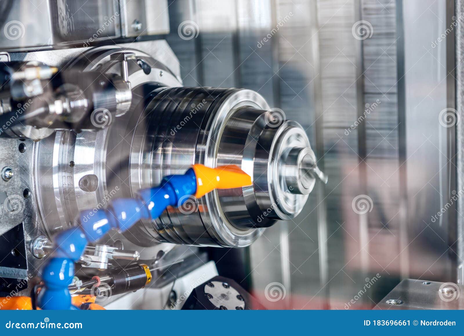 Modern Lathe Metalworking CNC Machine. Stock Image - Image of insert ...