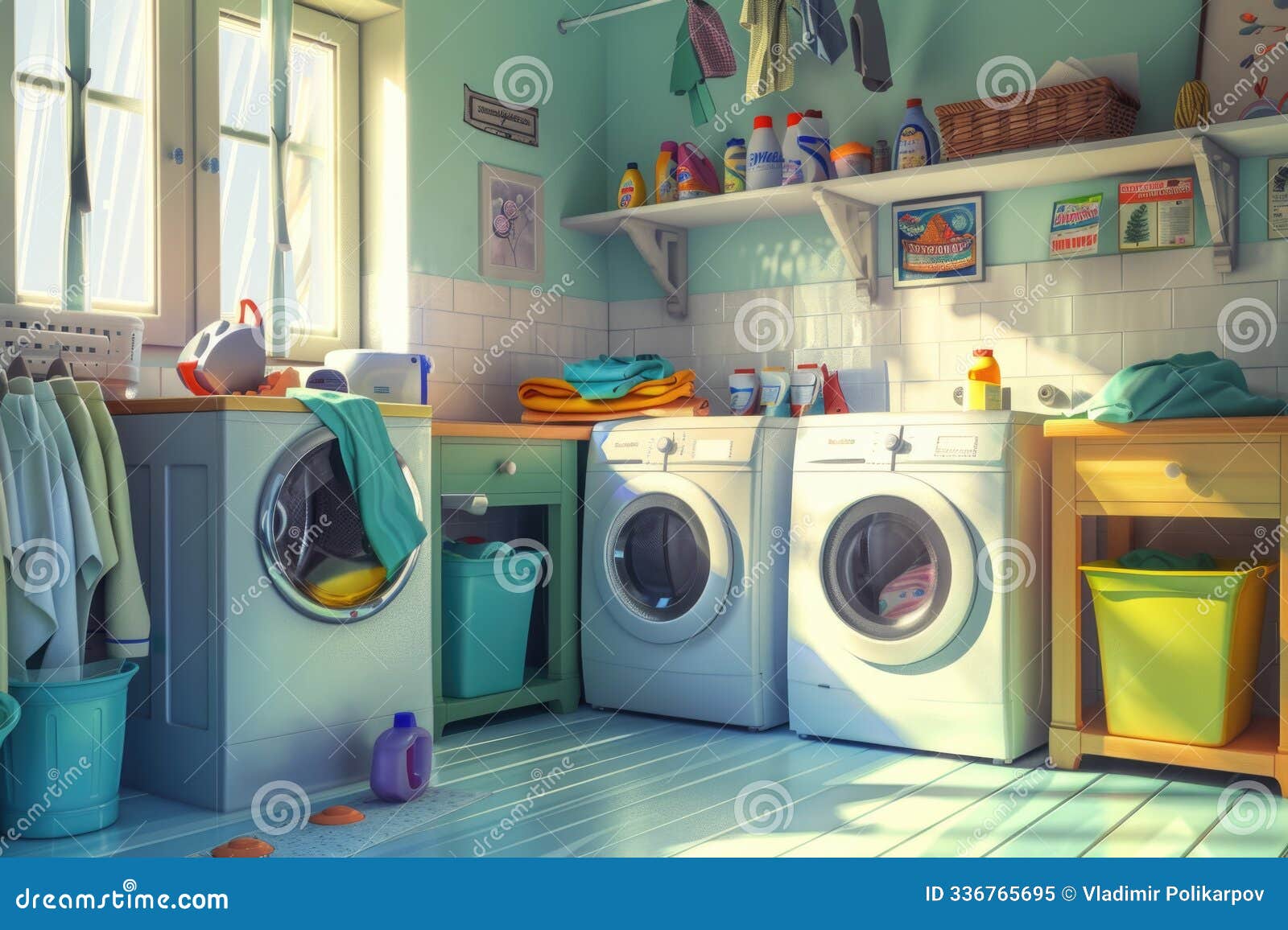 A Modern Laundry Room with a Washer and Dryer, Ideal for Home Use Stock ...