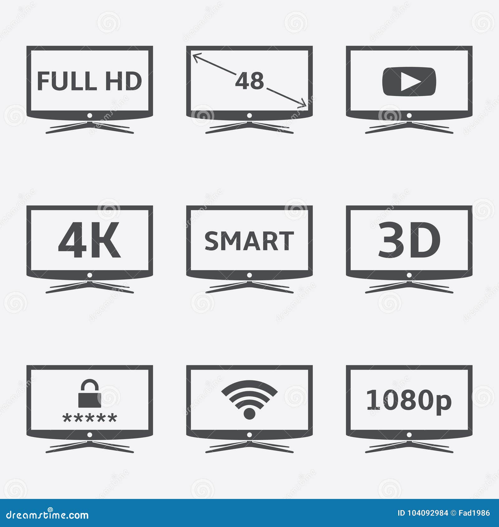 Modern LCD TV icons stock vector. Illustration of logo - 104092984