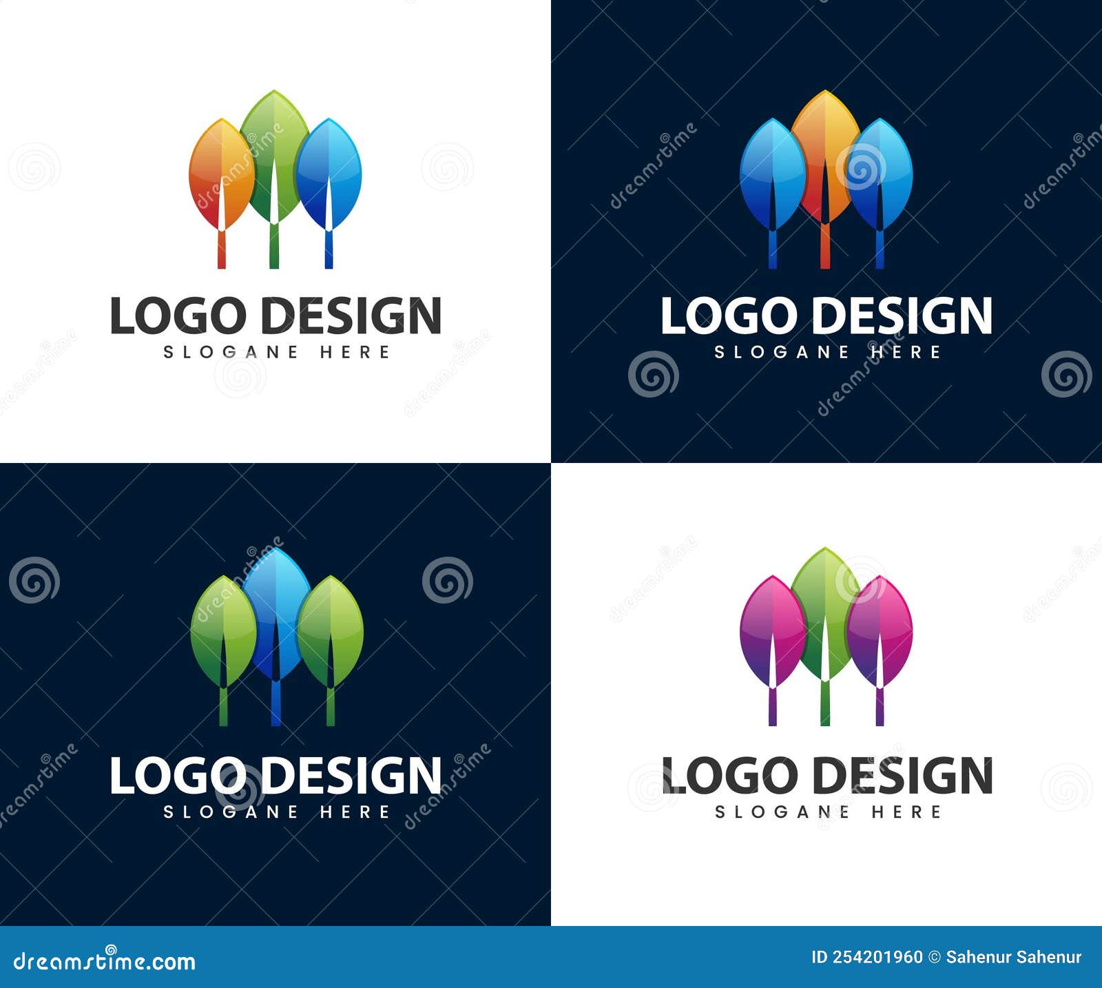 Modern Leaf Logo Design. Abstract Colourful Leaf Logo Design Stock ...