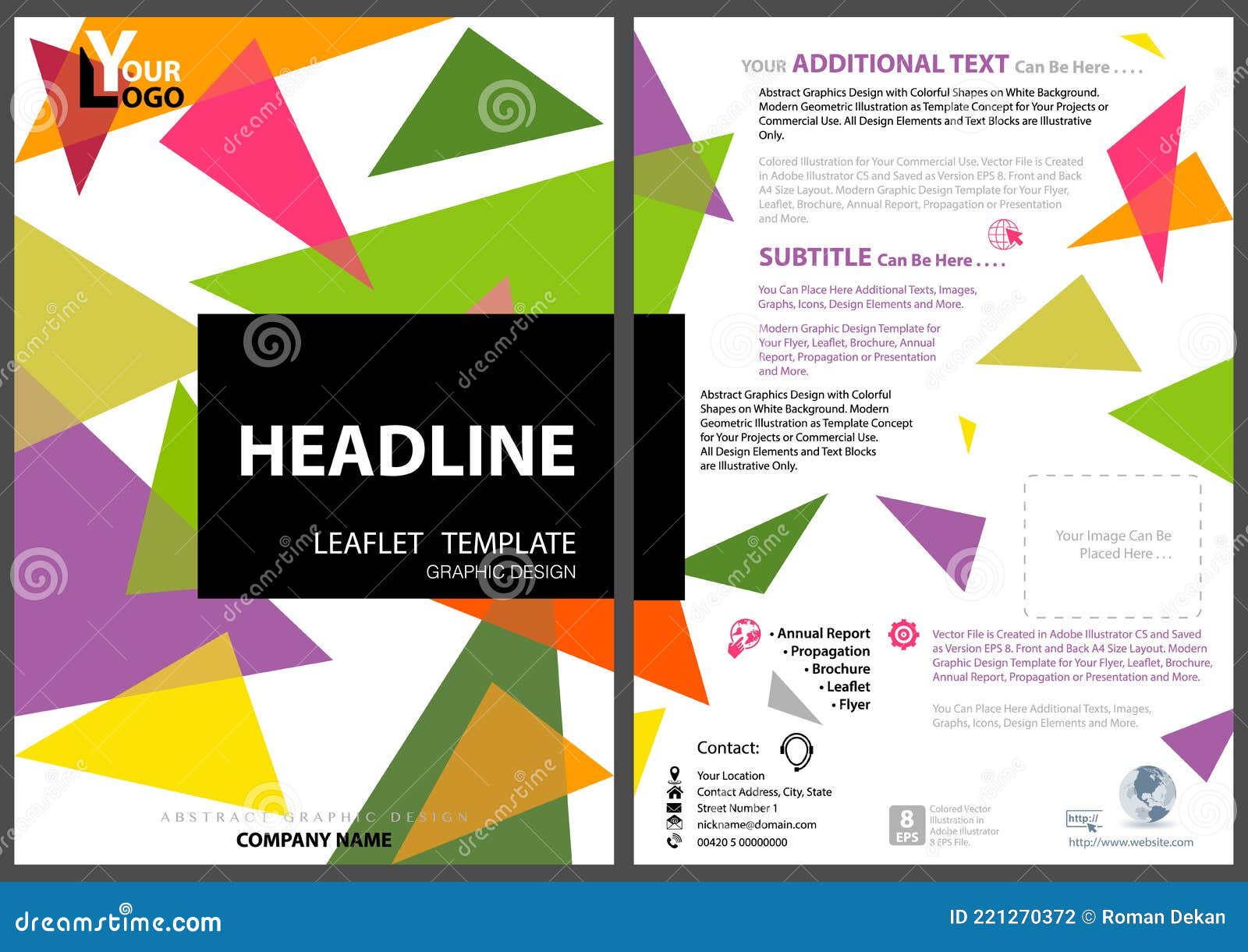 Modern Leaflet Template with Colorful Triangles Stock Vector ...