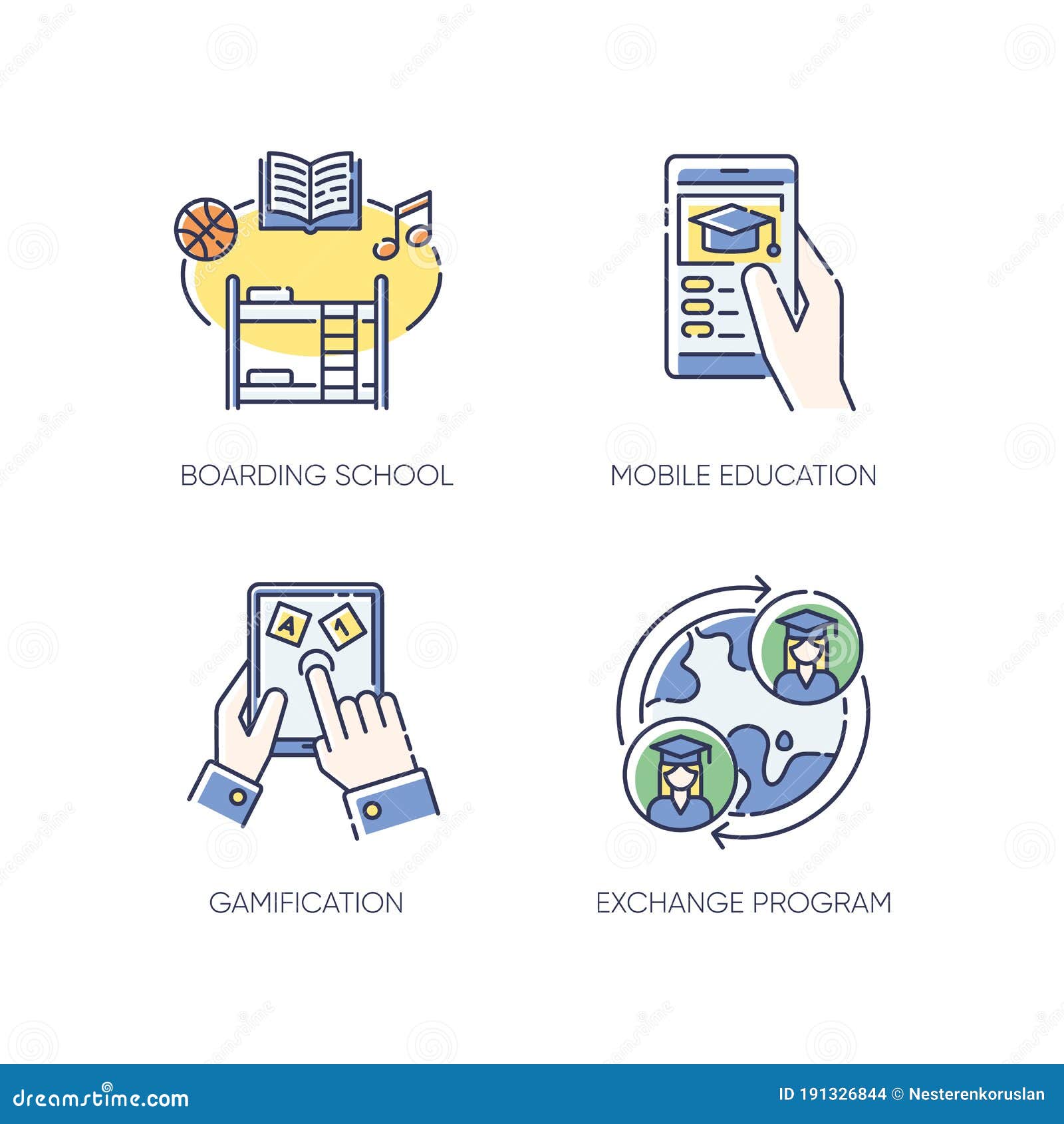 Modern Learning Opportunities RGB Color Icons Set Stock Vector ...