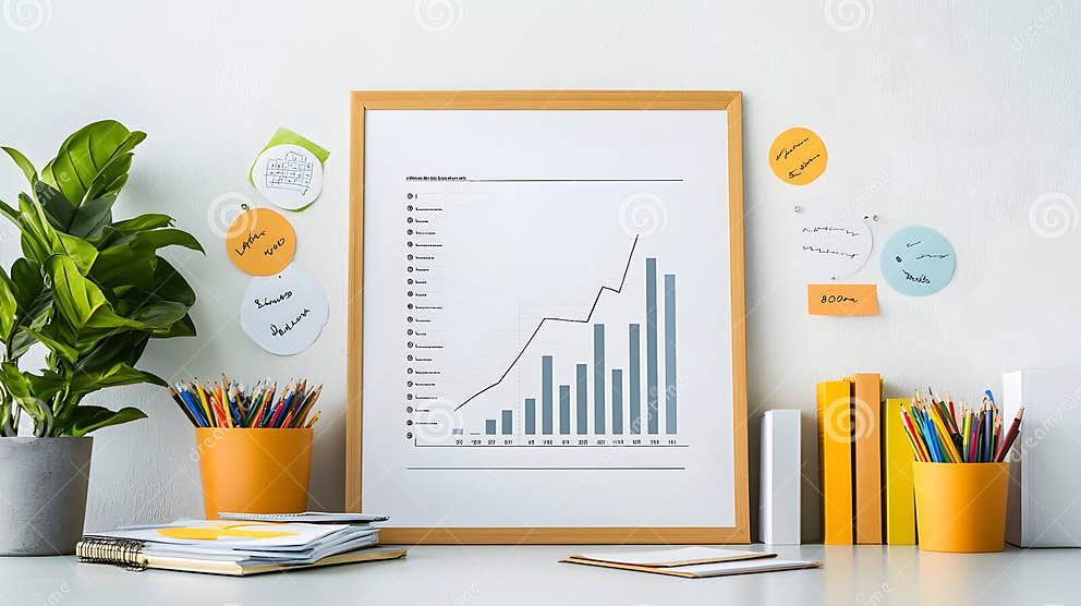 Modern Learning Progress Tracker Wall Chart Surrounded by Stationery ...