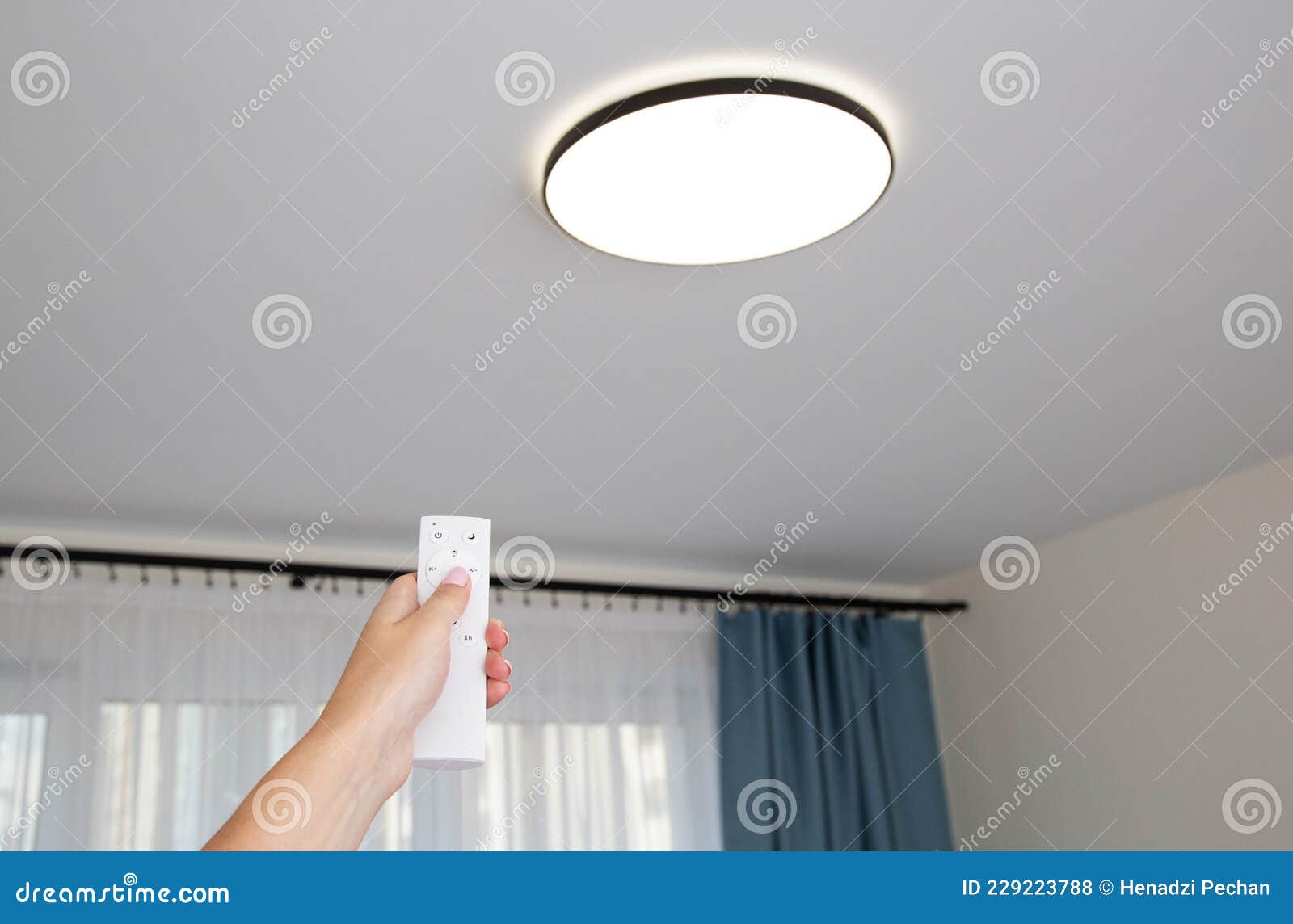 Modern LED Ceiling Chandelier with on Off Control Panel. Adjusting the ...