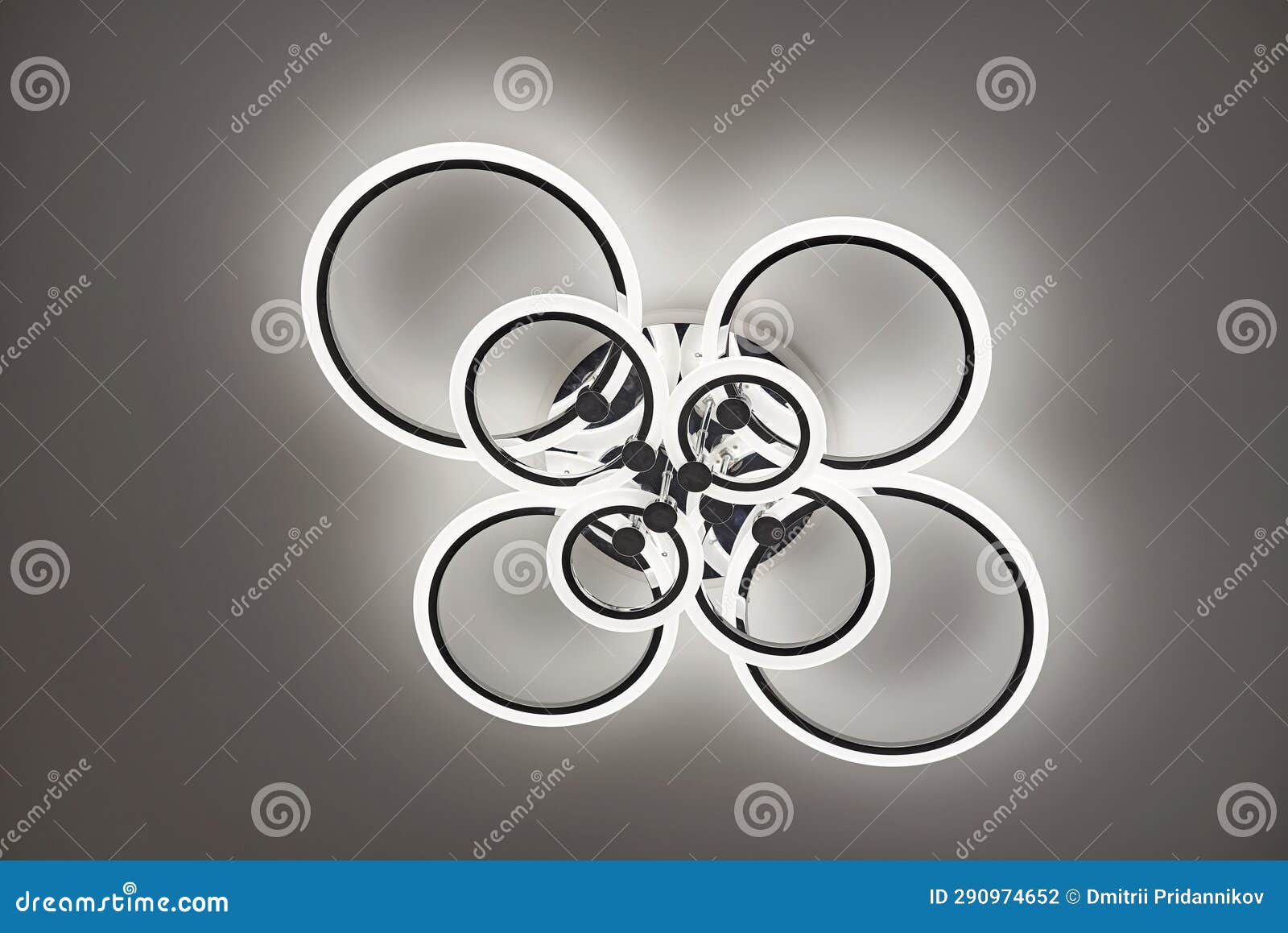 Modern Led Chandelier in the Form of Rings Stock Photo - Image of ...