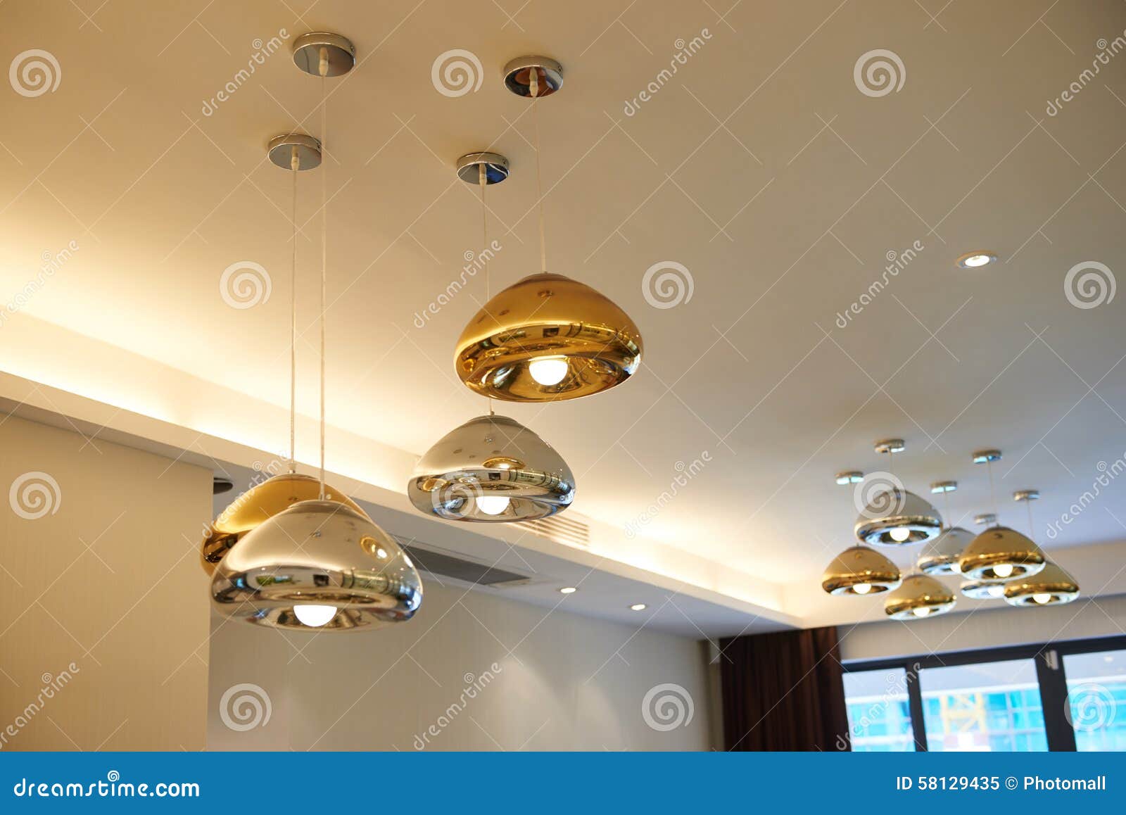 Led Chandelier Lighting In Shop Window Of Modern Commercial Building ...