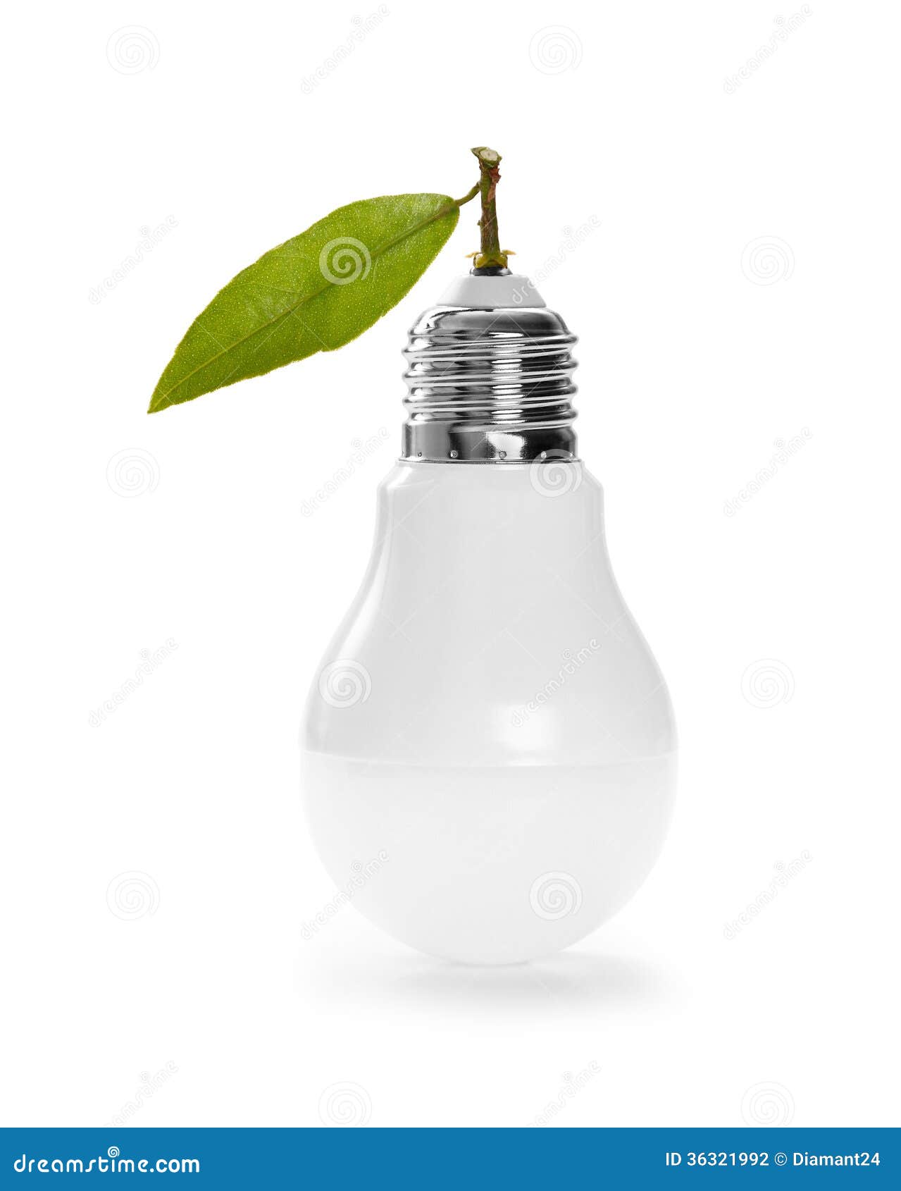 Modern LED Lamp with Green Leaf, ECO Energy Concept Stock Photo - Image ...