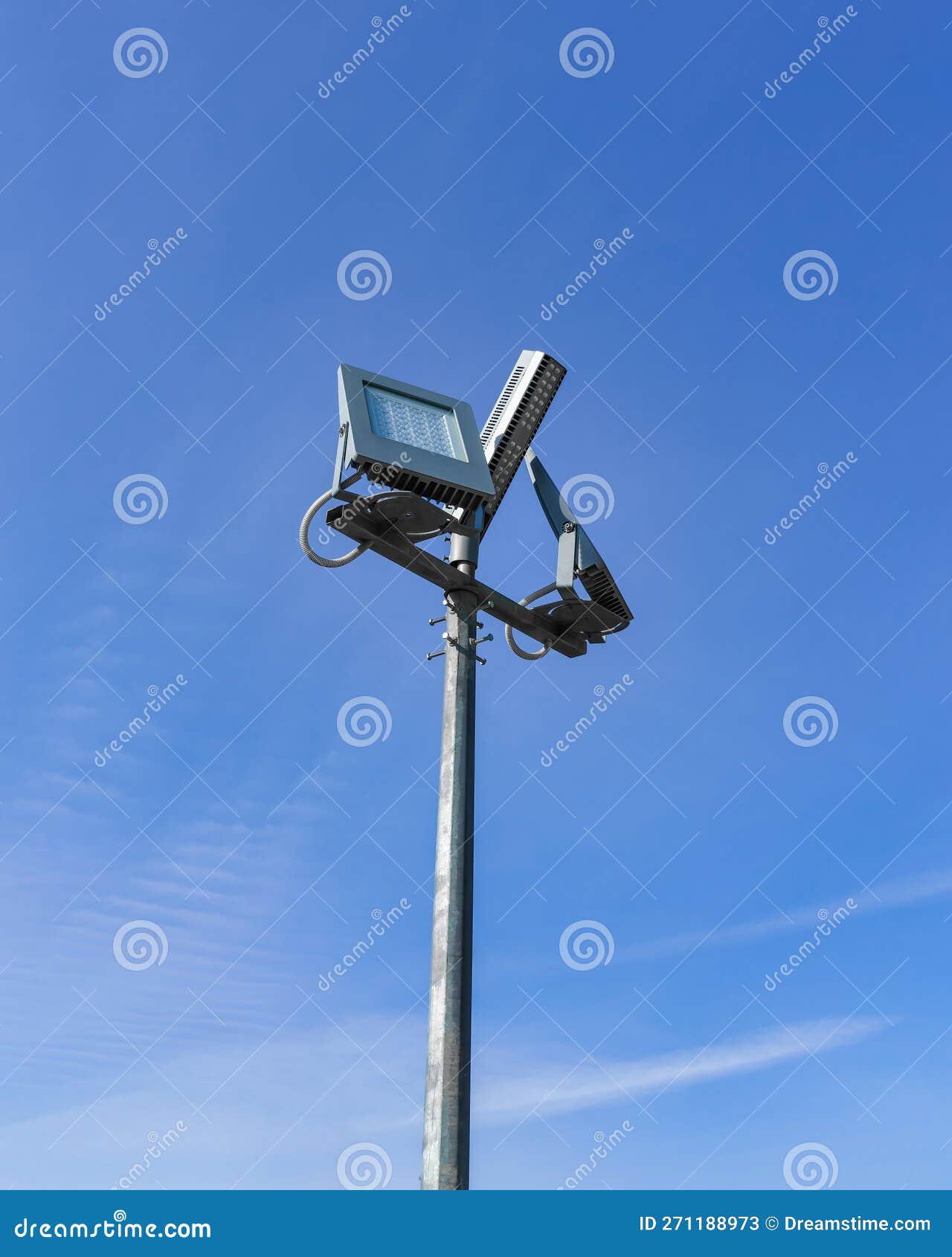 Modern LED Lantern Against the Blue Sky. Stock Image - Image of lantern ...