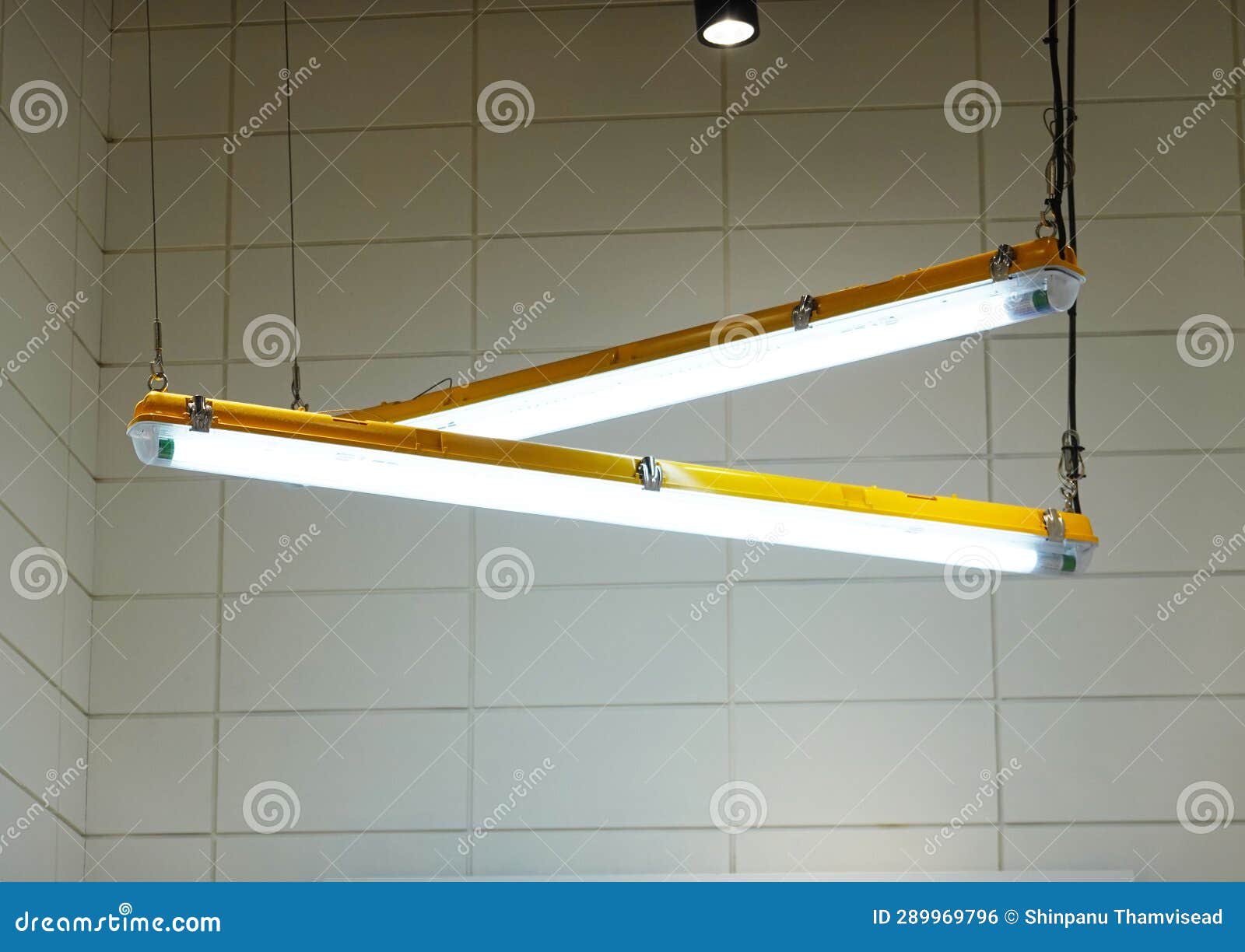Modern LED Lighting Cross Shape at the Ceiling Stock Photo - Image of ...