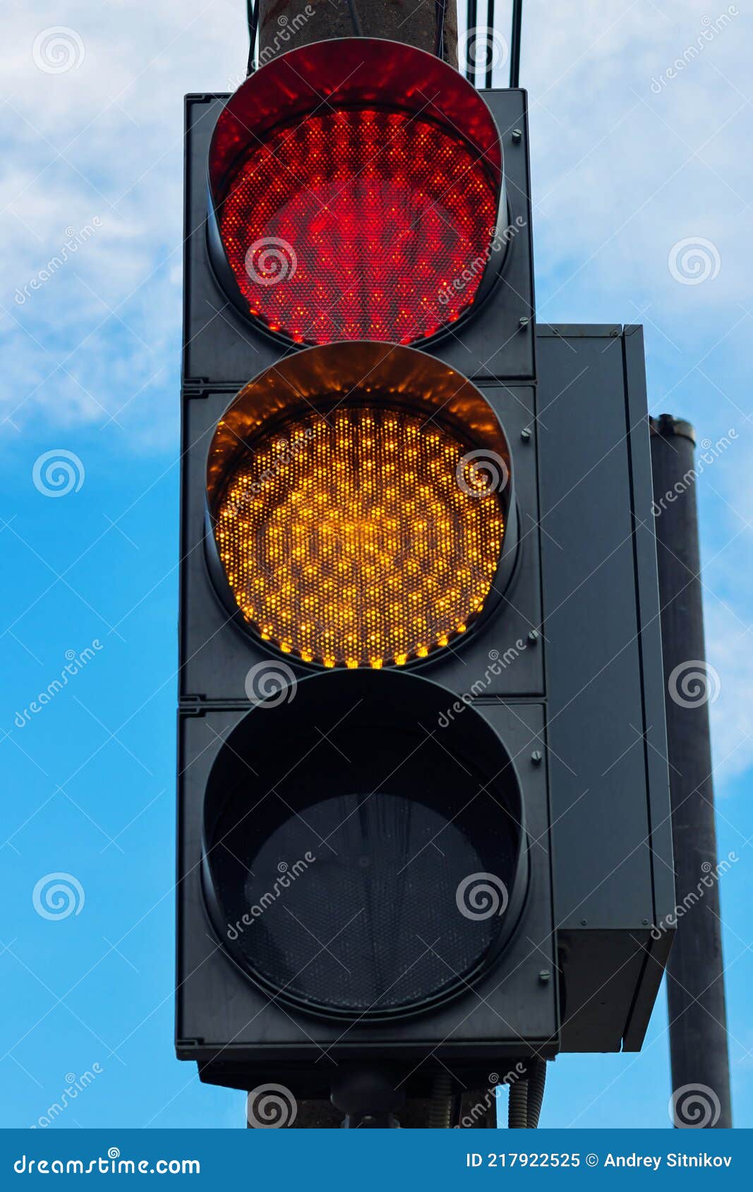 Modern LED Traffic Light with Two Indication Lights Stock Image - Image ...