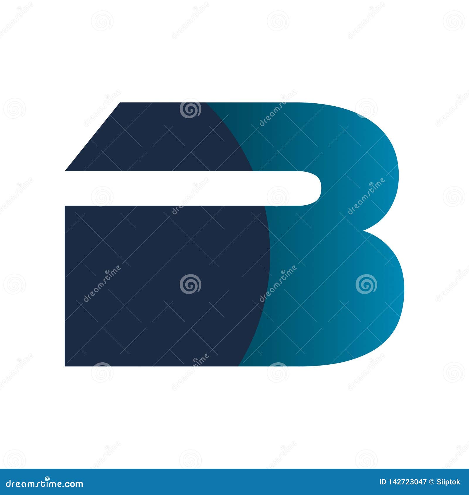 Letter B Blue Solid Color Shape Logo Design Stock Illustration ...