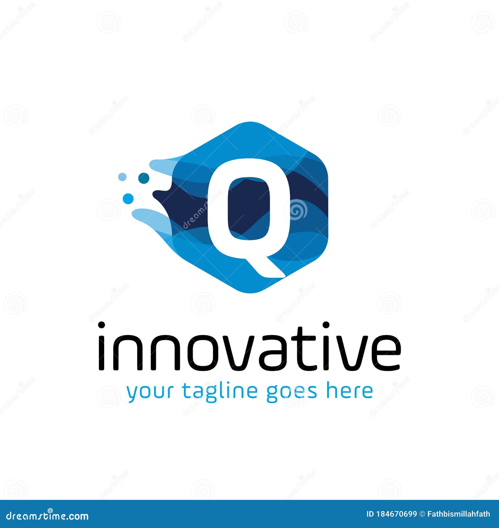 Modern Letter Q Technology Logo Design Vector with Hexagon and Blue ...