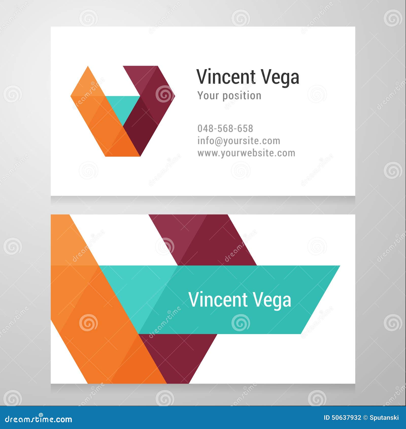 Modern Letter V Business Card Template Stock Vector - Illustration of ...