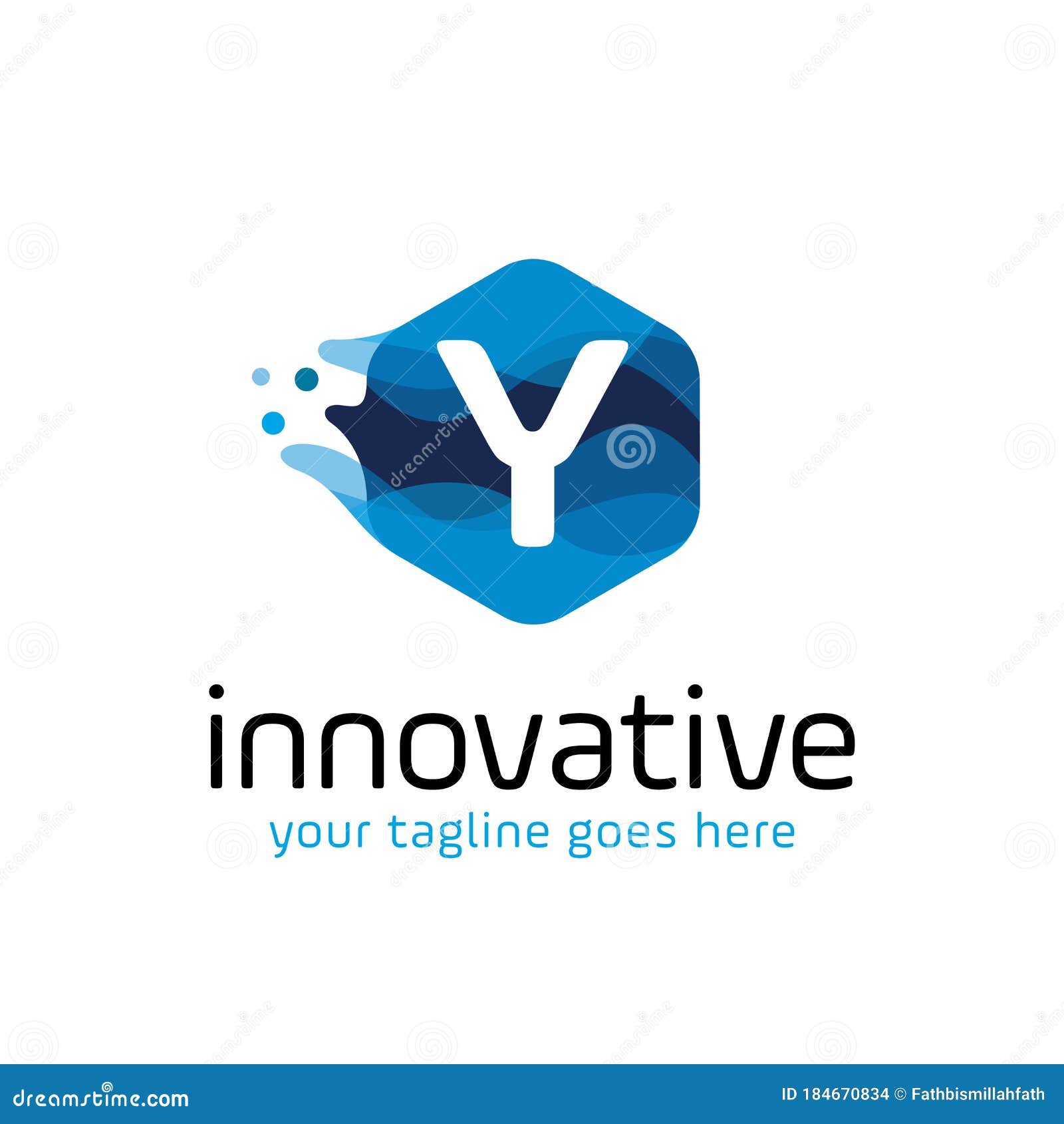 Modern Letter Y Technology Logo Design Vector with Hexagon and Blue ...
