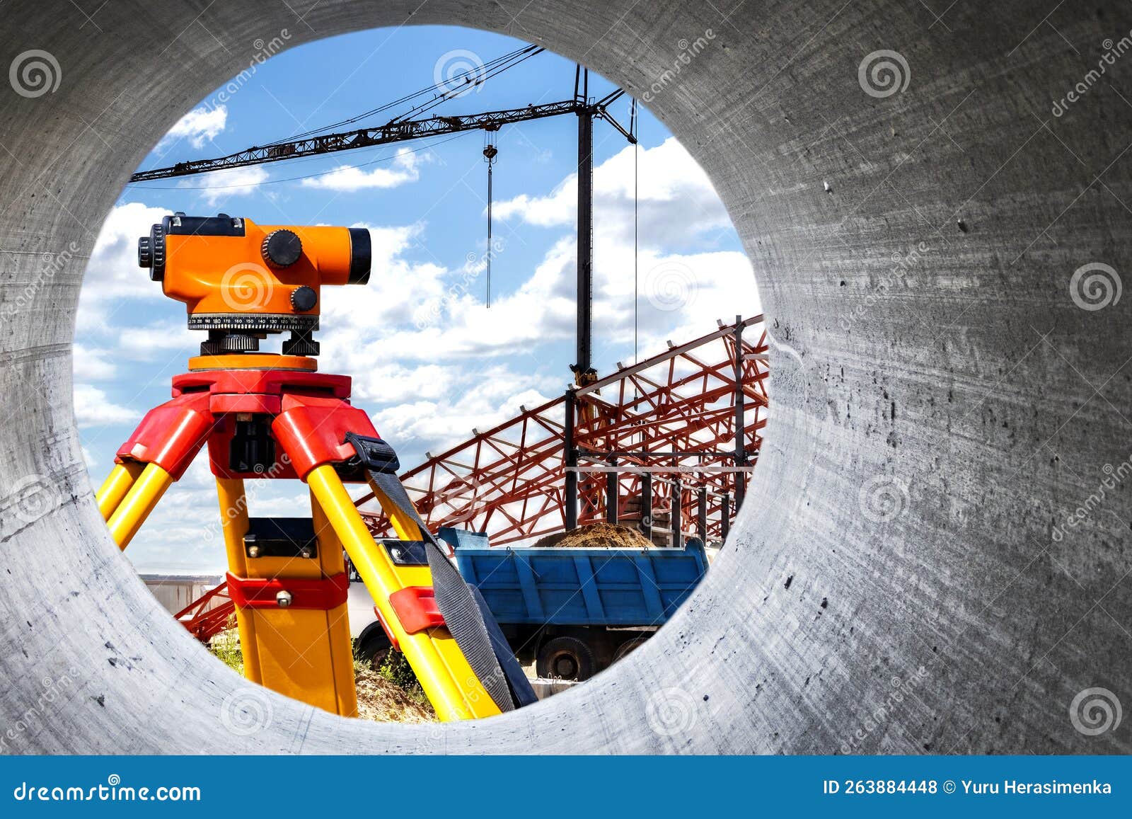 Modern Level for Geodesy at a Construction Site. Surveyors Ensure ...