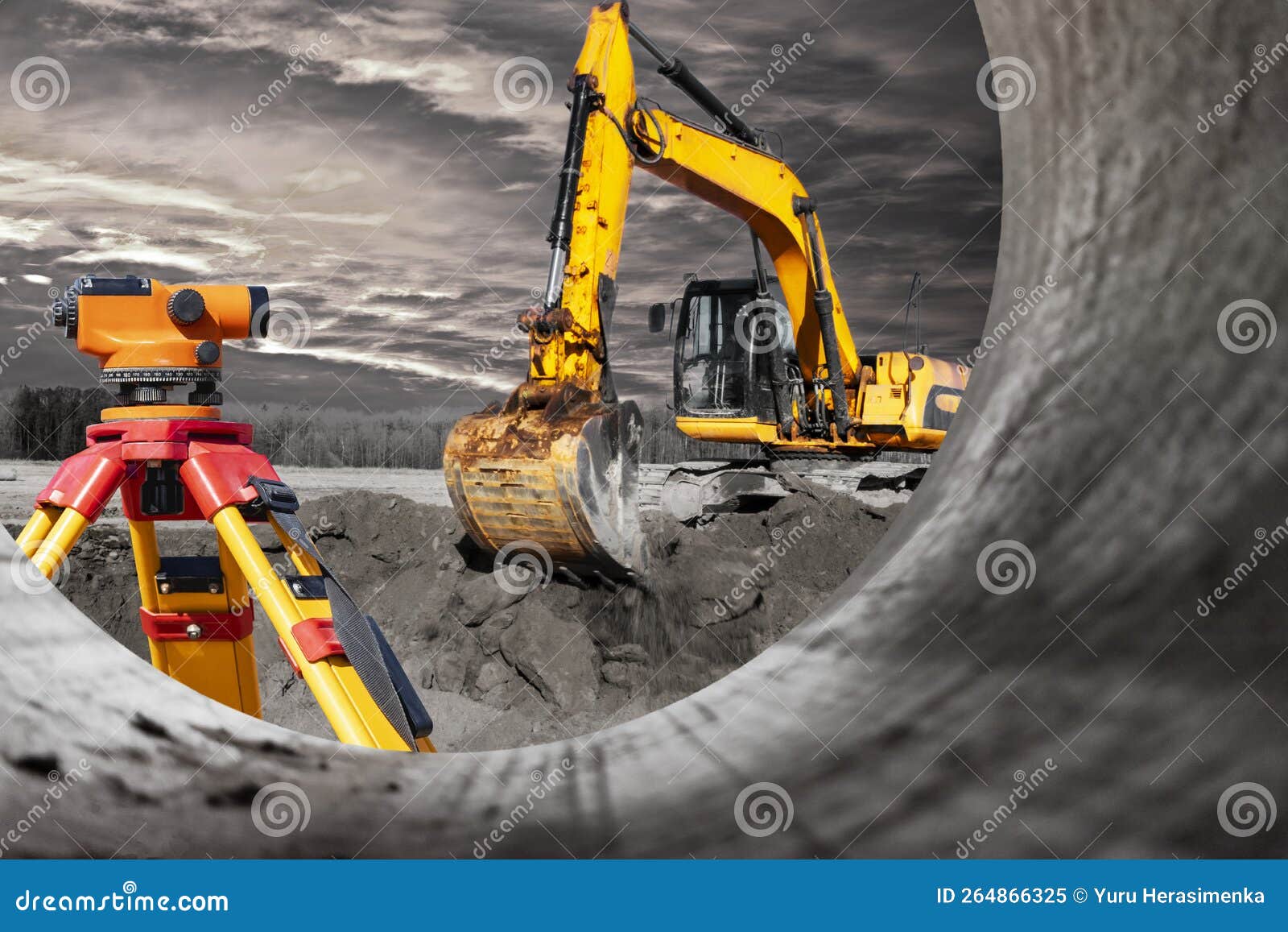 Modern Level for Geodesy at a Construction Site. Surveyors Ensure ...