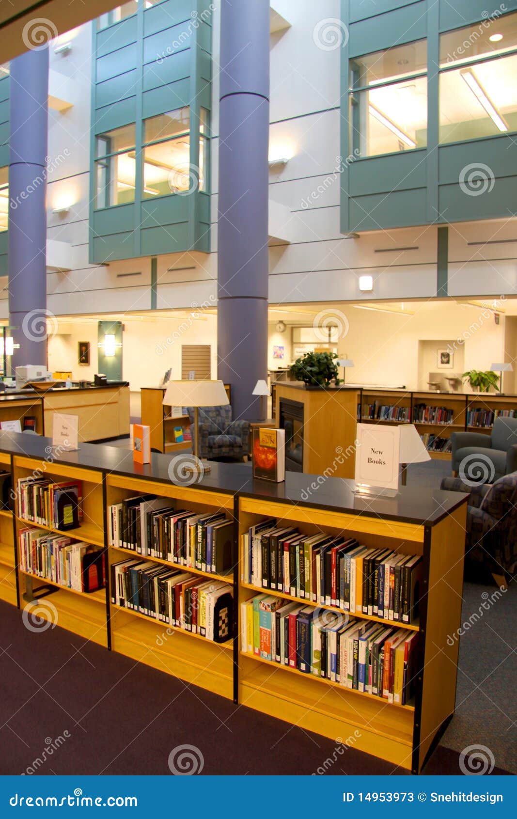 Modern library stock image. Image of illumination, book - 14953973