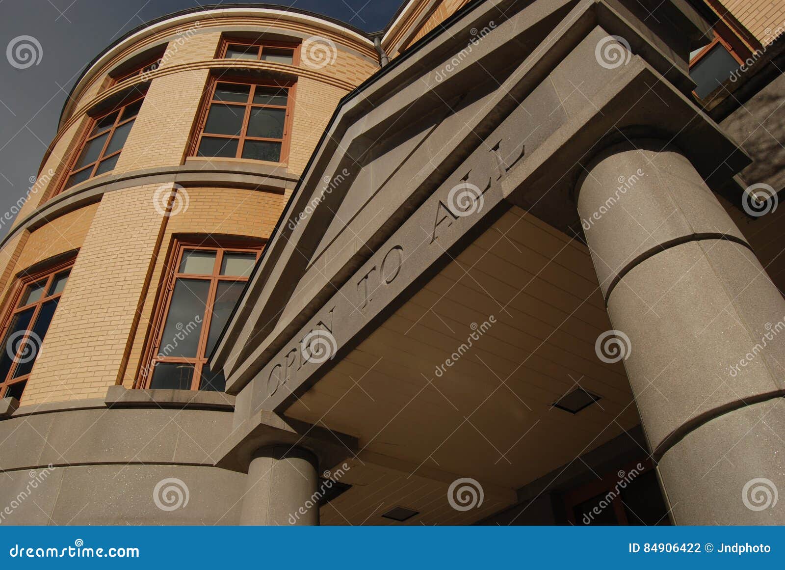 Modern Library Building Entryway Shows Access is `Open To All` Stock ...