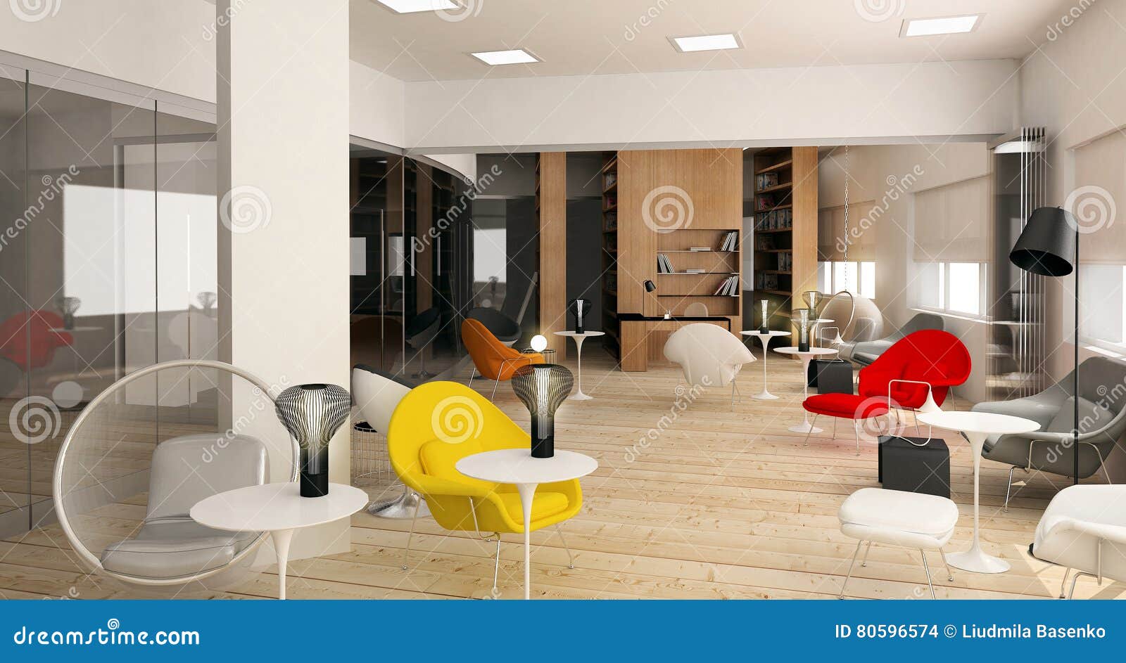 Modern library, 3d render stock photo. Image of render - 80596574