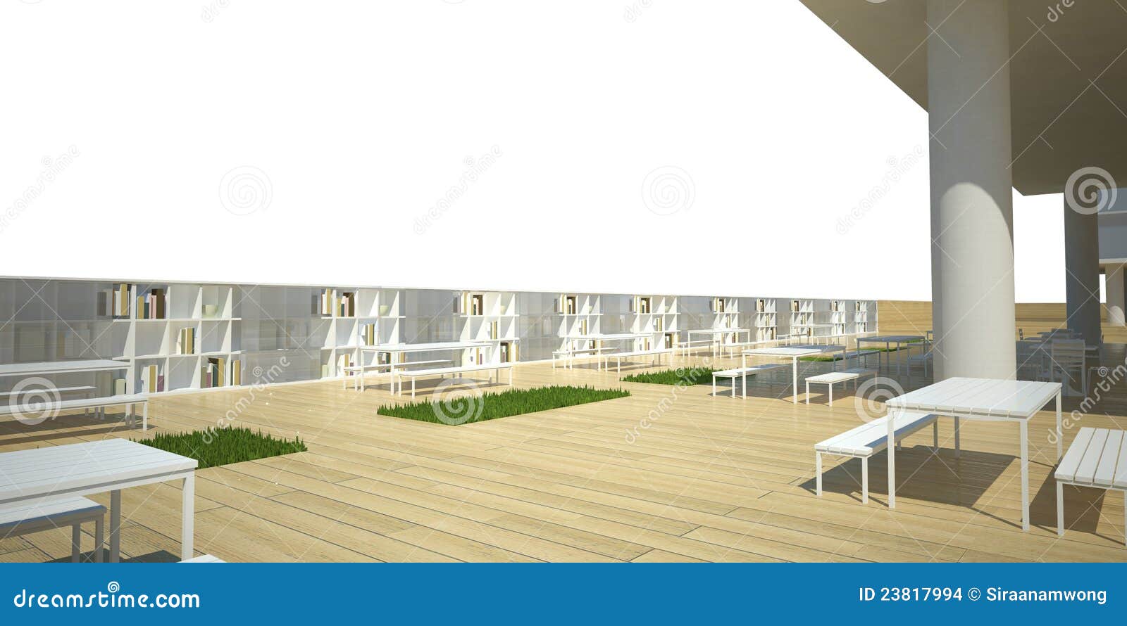 Modern Library Exterior 3d Render Stock Illustration - Illustration of ...