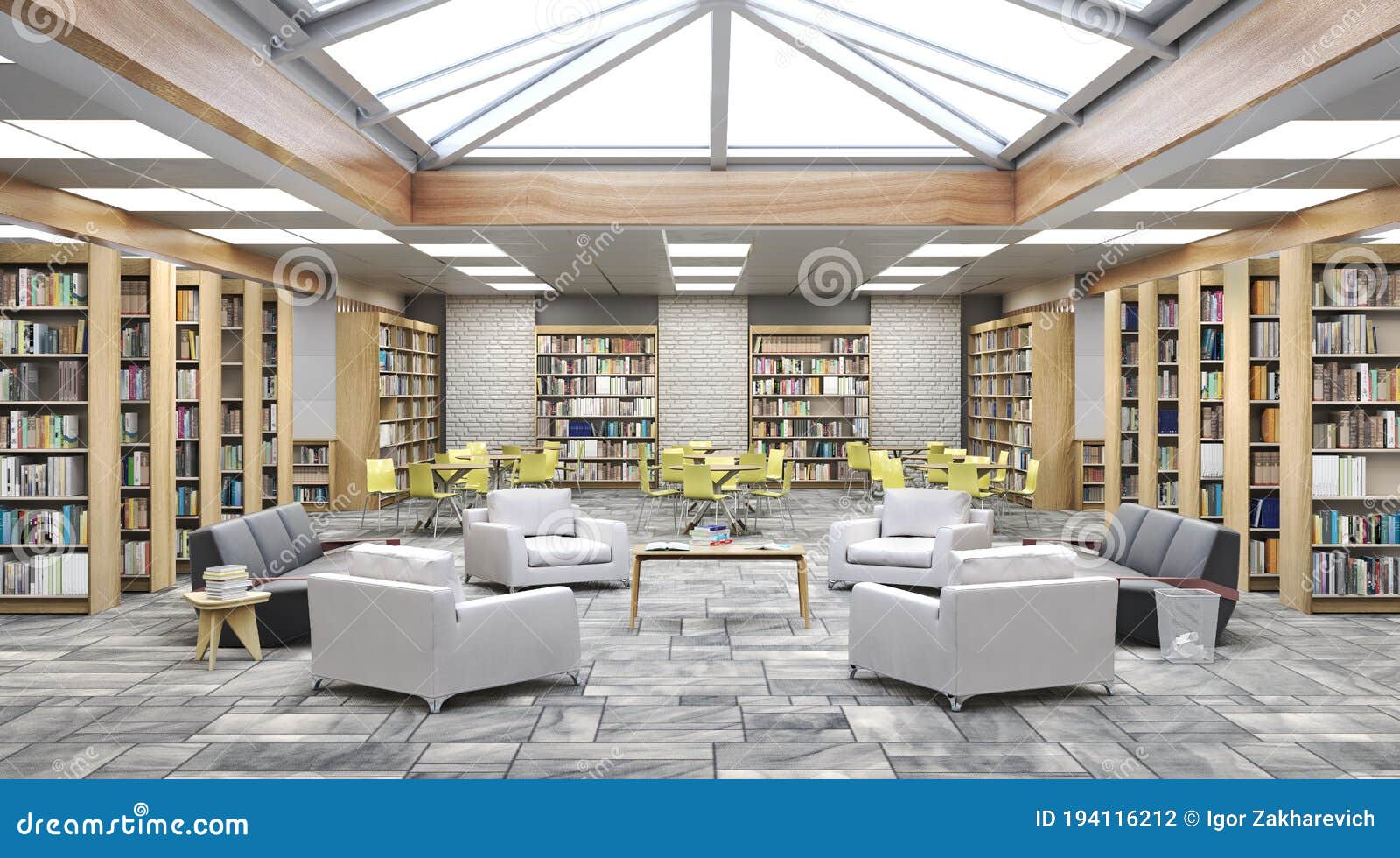 Modern Library With Bookshelf Generative Ai Illustration. Librarians ...