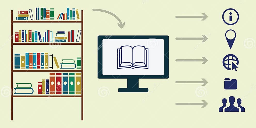 Modern library horizontal stock vector. Illustration of library - 75723965