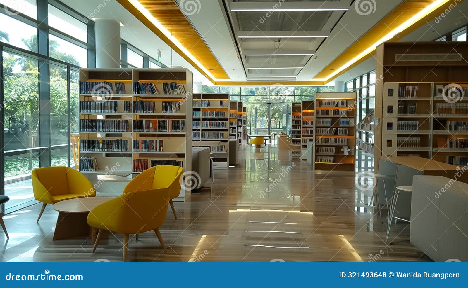 Modern Library Interior a Modern Library Interior Stock Illustration ...