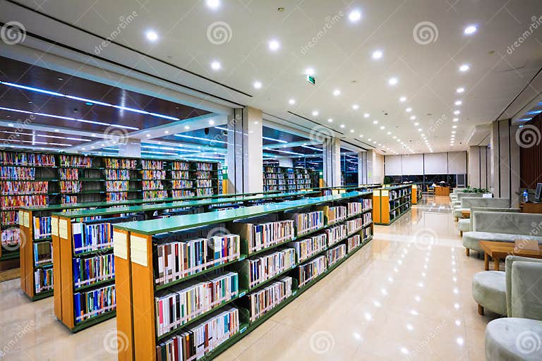 Modern library interior stock photo. Image of knowledge - 32267474
