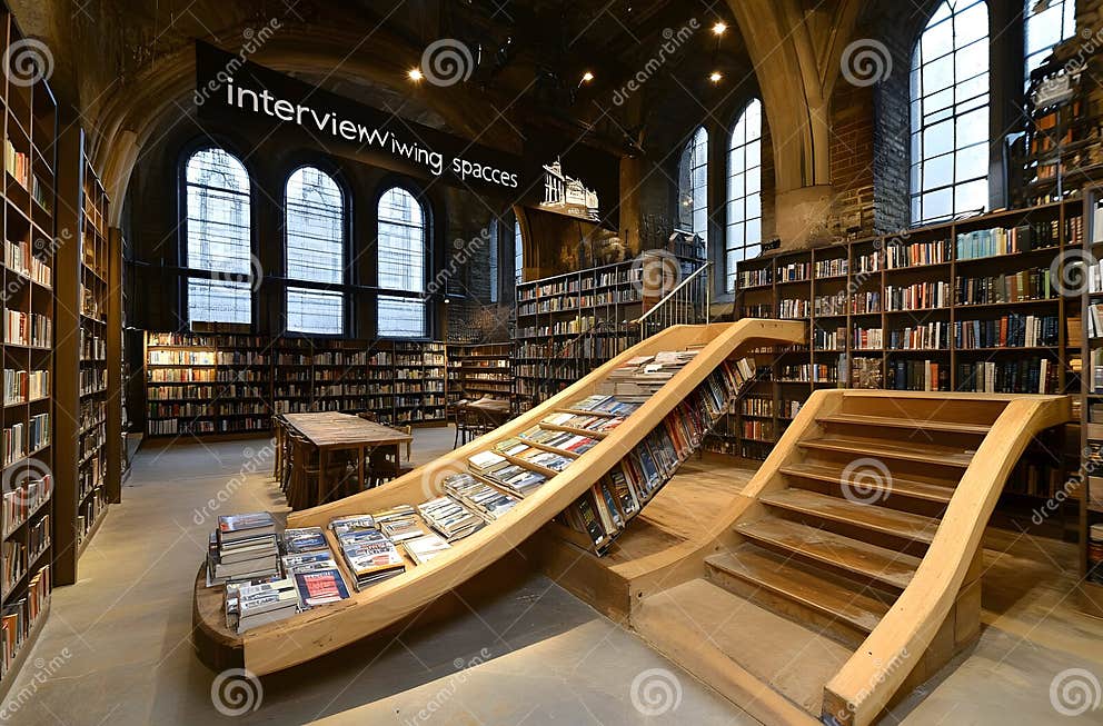 A Modern Library Interior with Wooden Structures for Books and ...