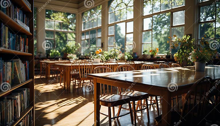 A Modern Library with Old Fashioned Bookshelf and Comfortable Chairs ...