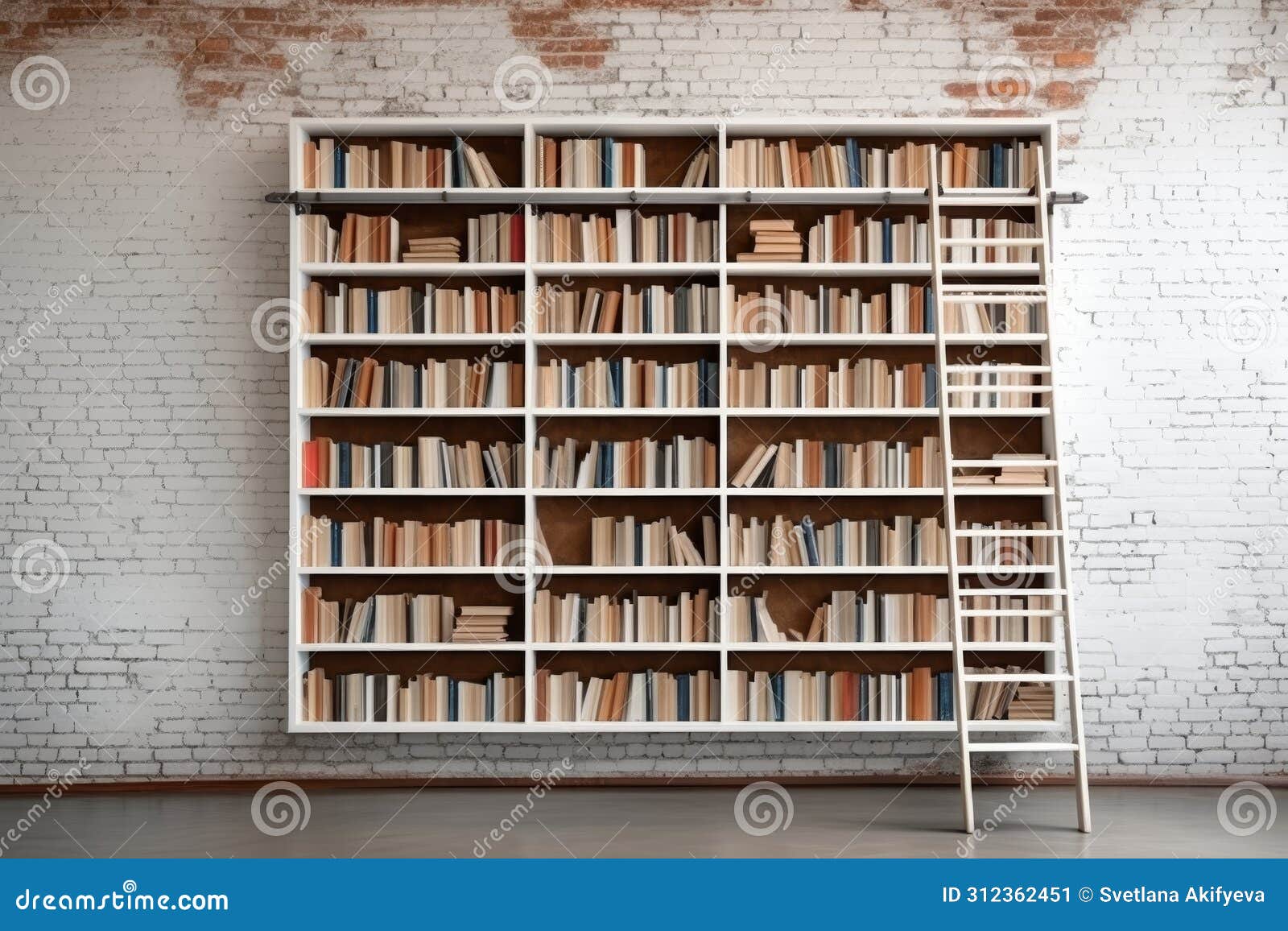 Modern Library with Organized Bookshelves and Assorted Books in ...