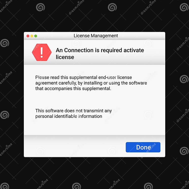 Modern License Message for User. Warning Message with Information Stock ...