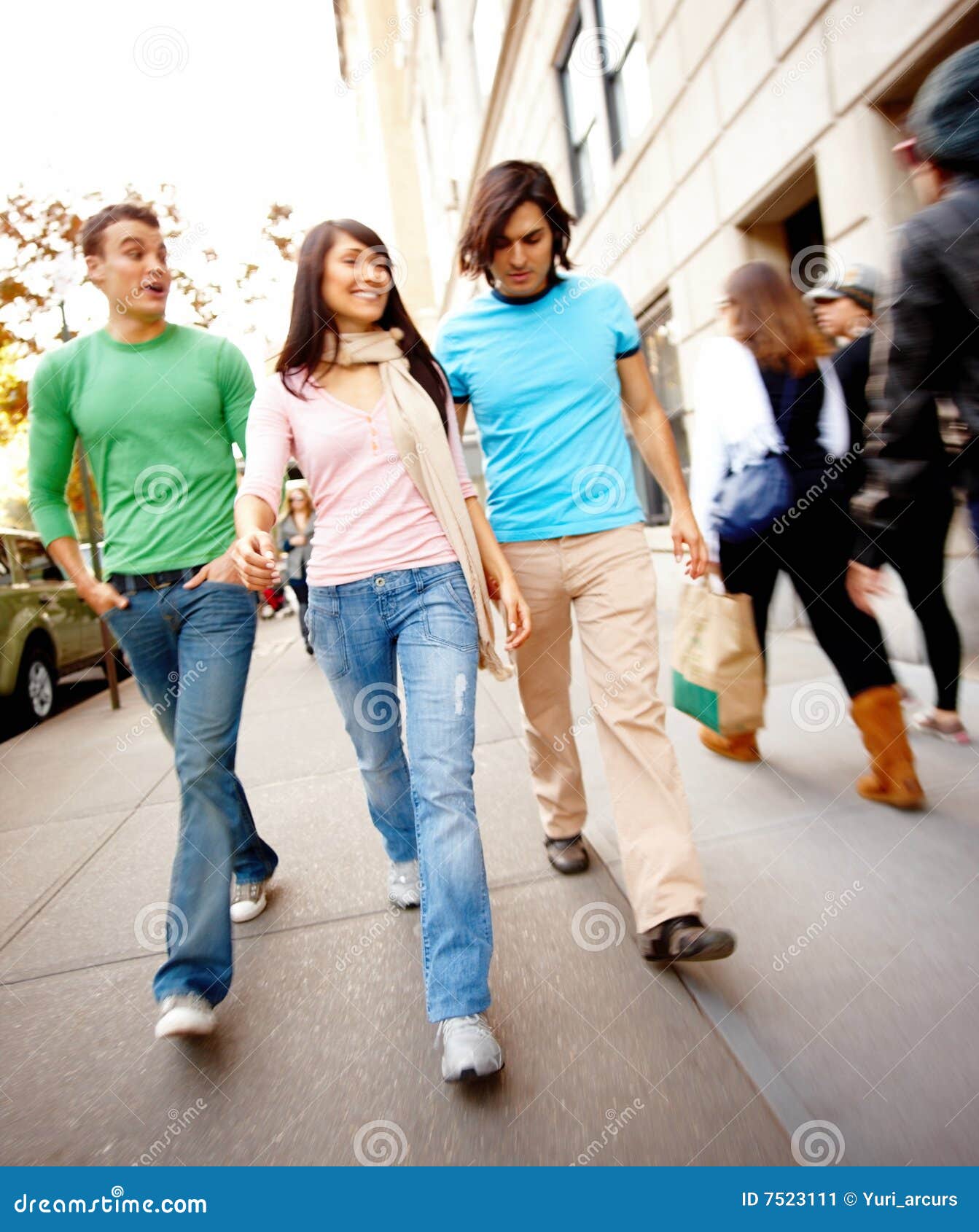 Modern Lifestyles - Three Friends Walking Stock Image - Image of ...
