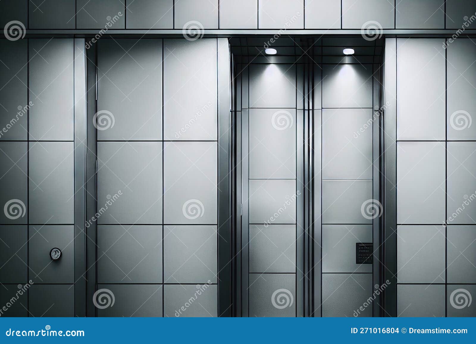 Modern Lift Doors in Office Space with Additional Lighting Stock Photo ...
