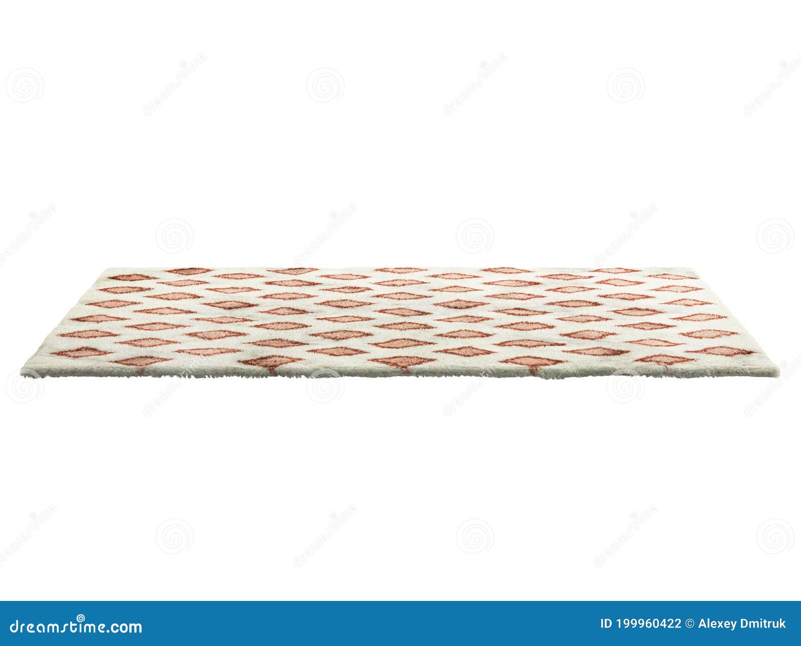 Modern Light Beige Fluffy Rectangular Carpet with a Red Rhombus Pattern ...