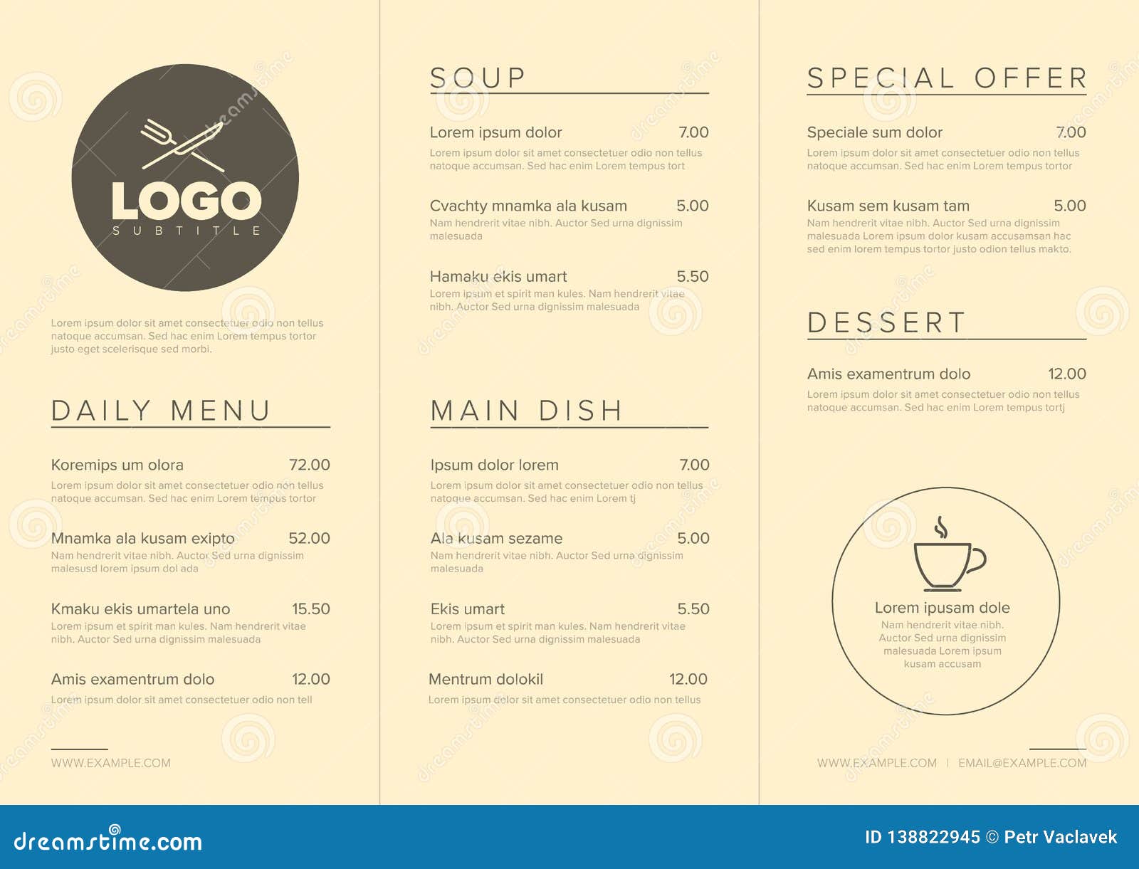 Modern Minimalistic Restaurant Menu Template Stock Vector ...