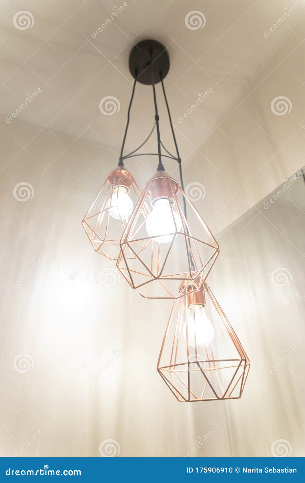 Modern Light Bulb on the Ceiling. Lights on Stock Photo - Image of ...