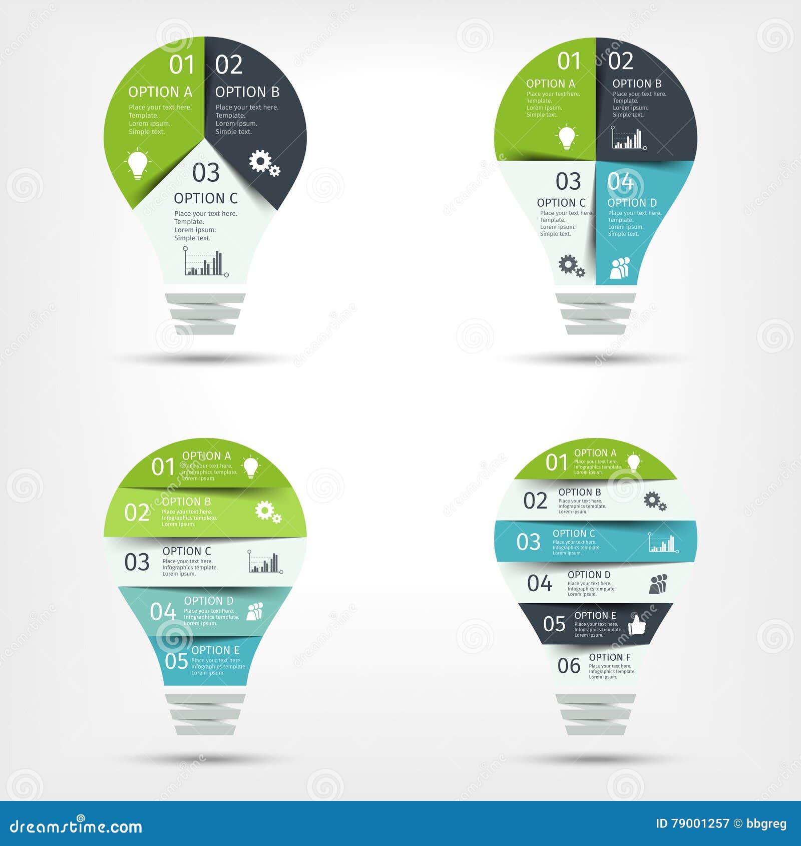 Modern Light Bulb Infographic Set. Template for Presentation, Chart ...