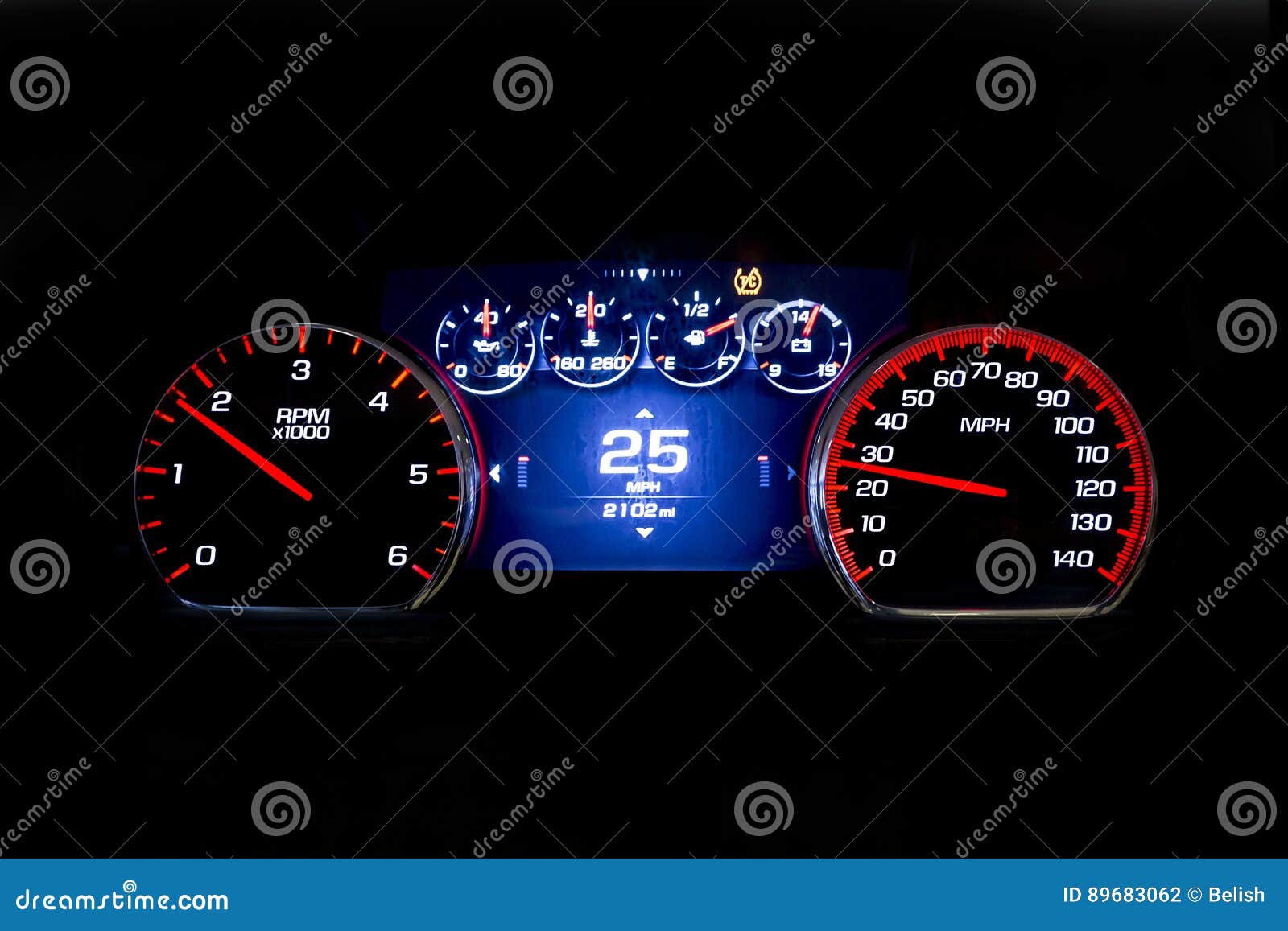 Modern Light Car Mileage on Black Background 25 Mph Stock Photo - Image ...