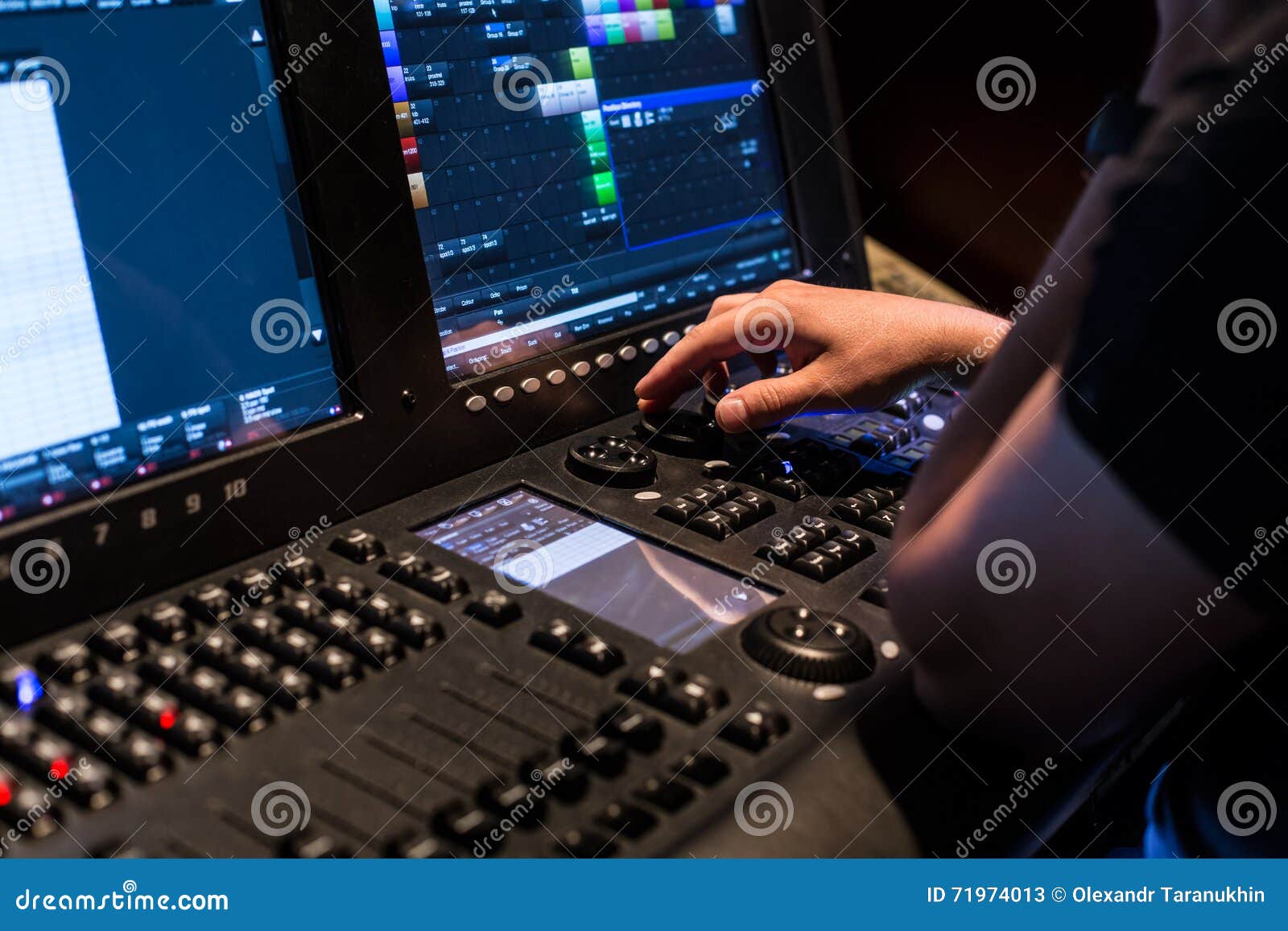 Modern Light Controller with Operators Hand Stock Image - Image of hand ...